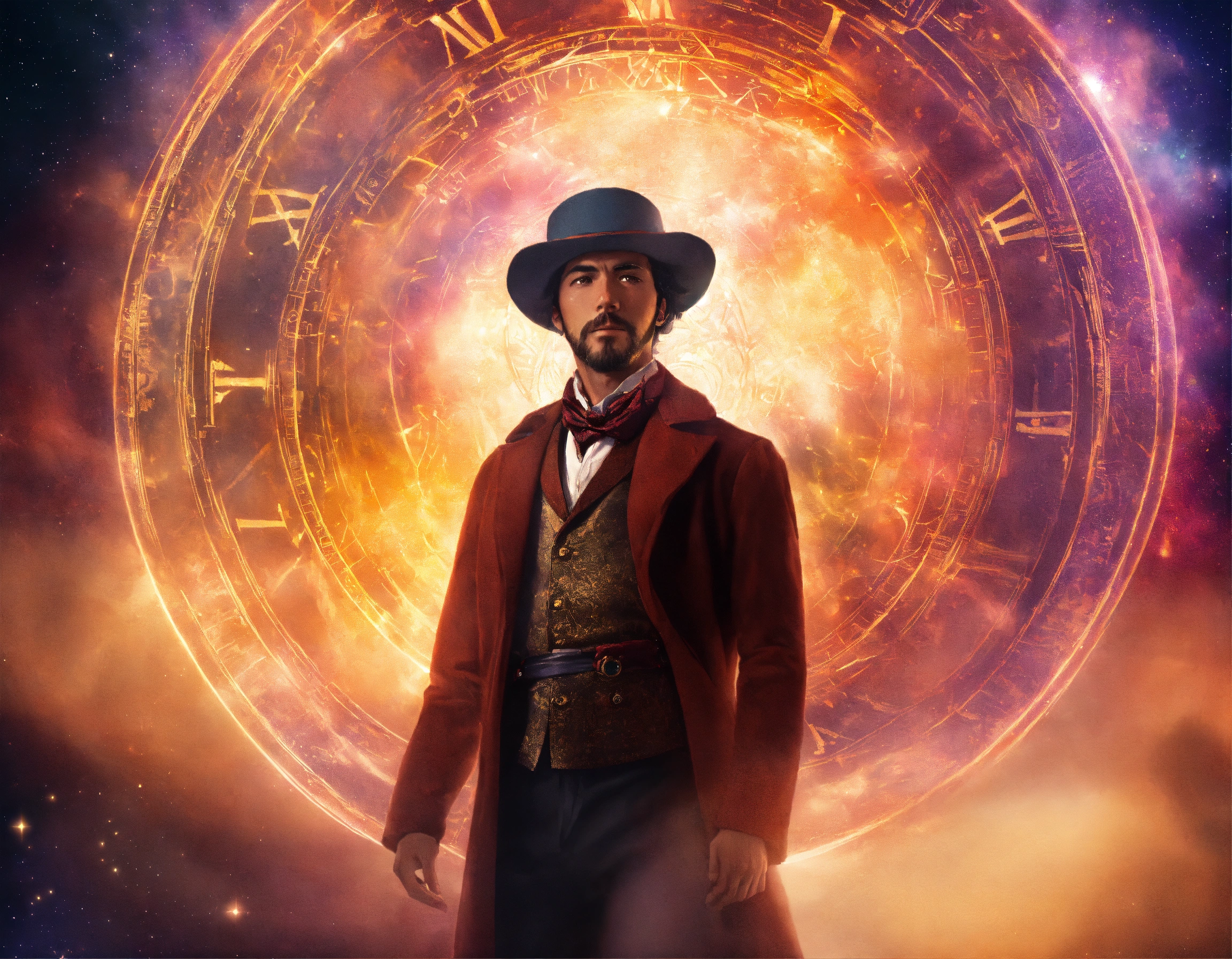 Lexica - Create an image of a man being transformed into a time ...