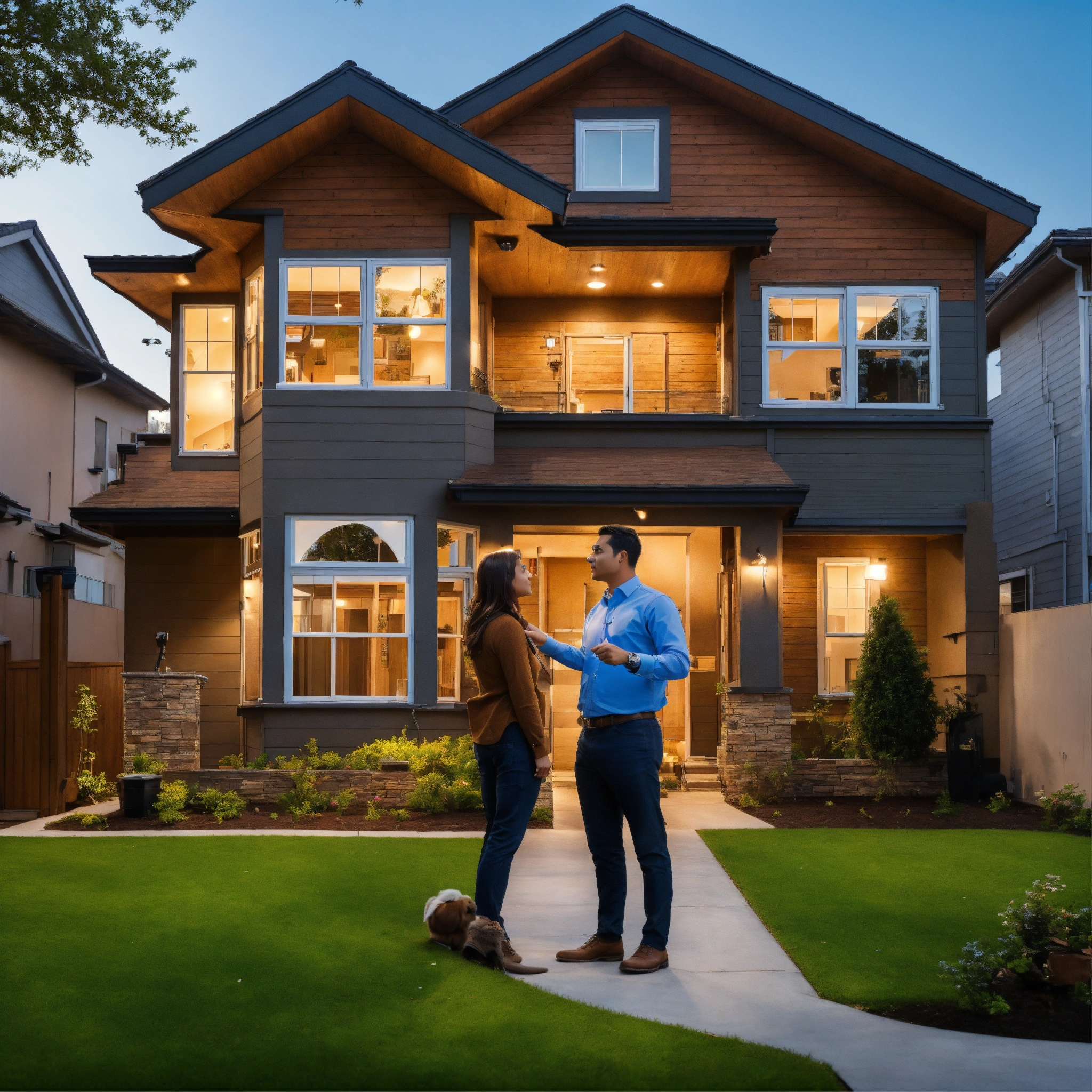 Lexica - A photo of a real estate agent showing a house to a potential ...