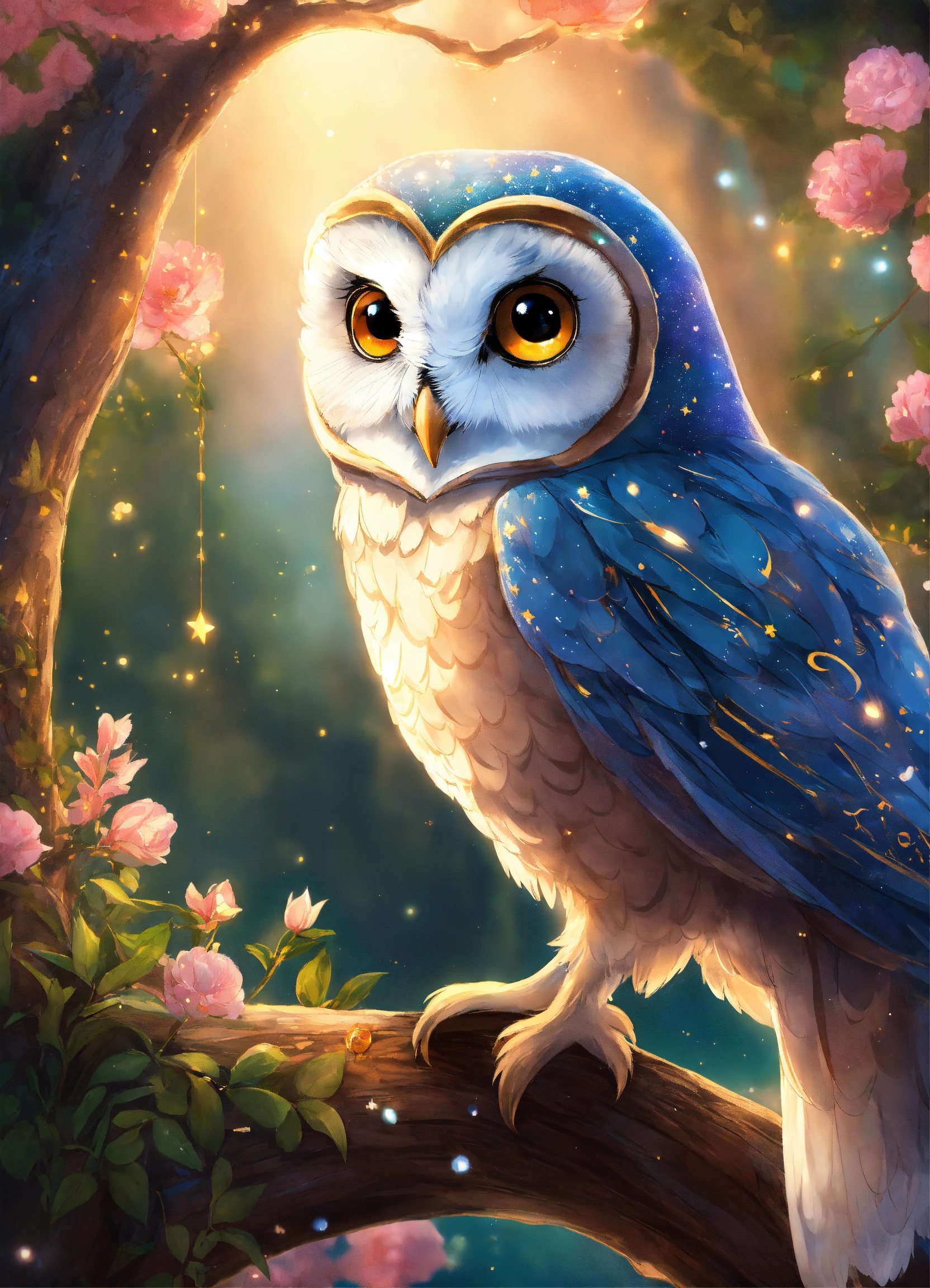 Lexica - Luna the owl, eager to soar, In her class, Celestia the owl, a ...
