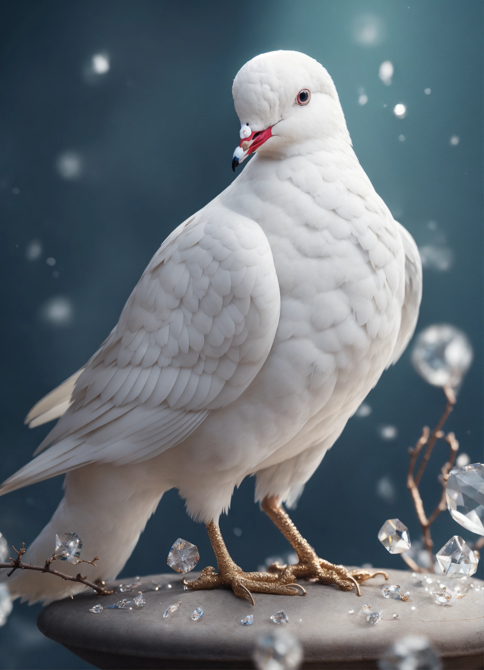 Lexica - A white dove in white swarovski style, high detail, detailed ...