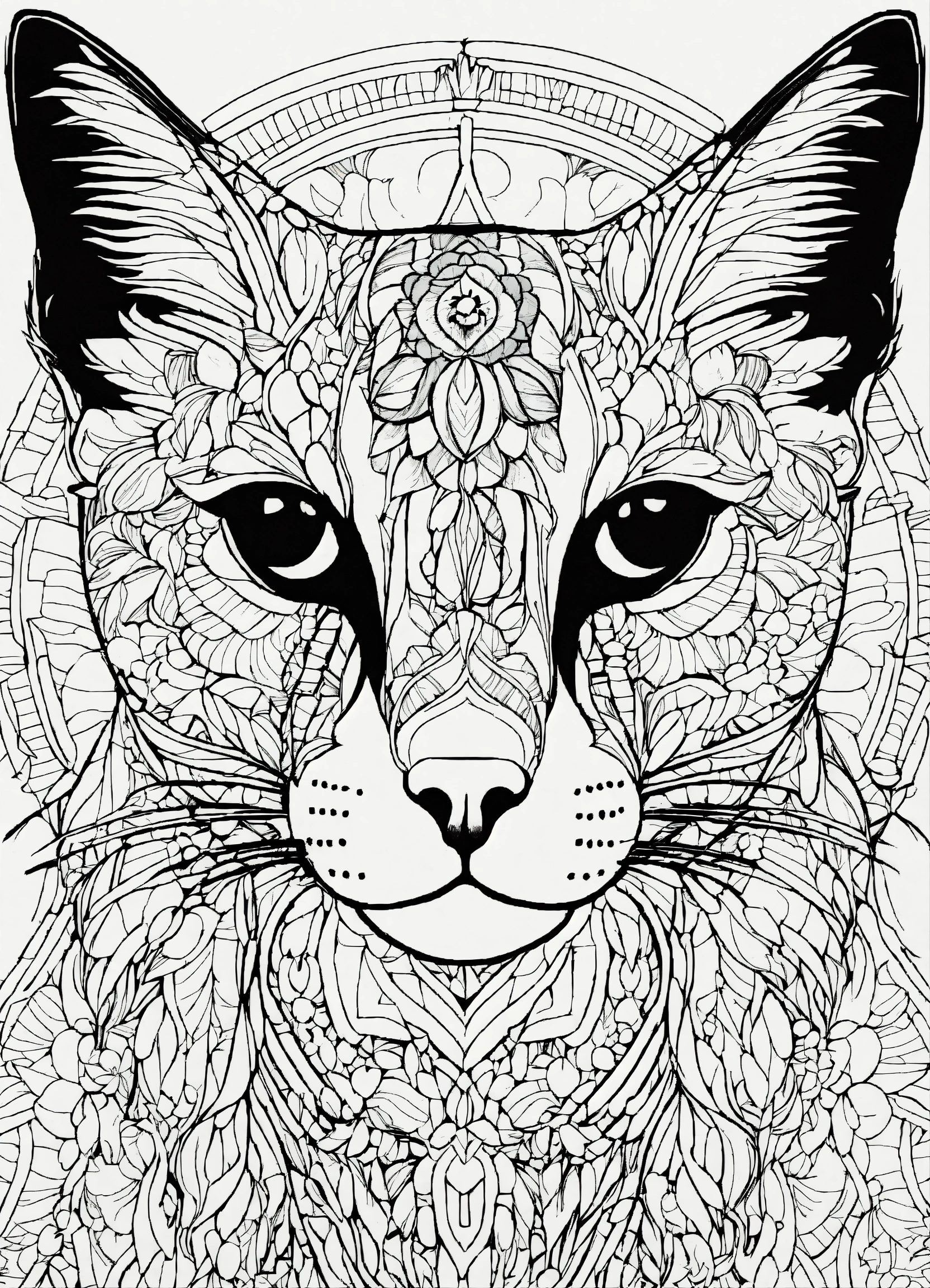 Lexica - Coloring page for adults, bold lines, dark lines, mandala ...