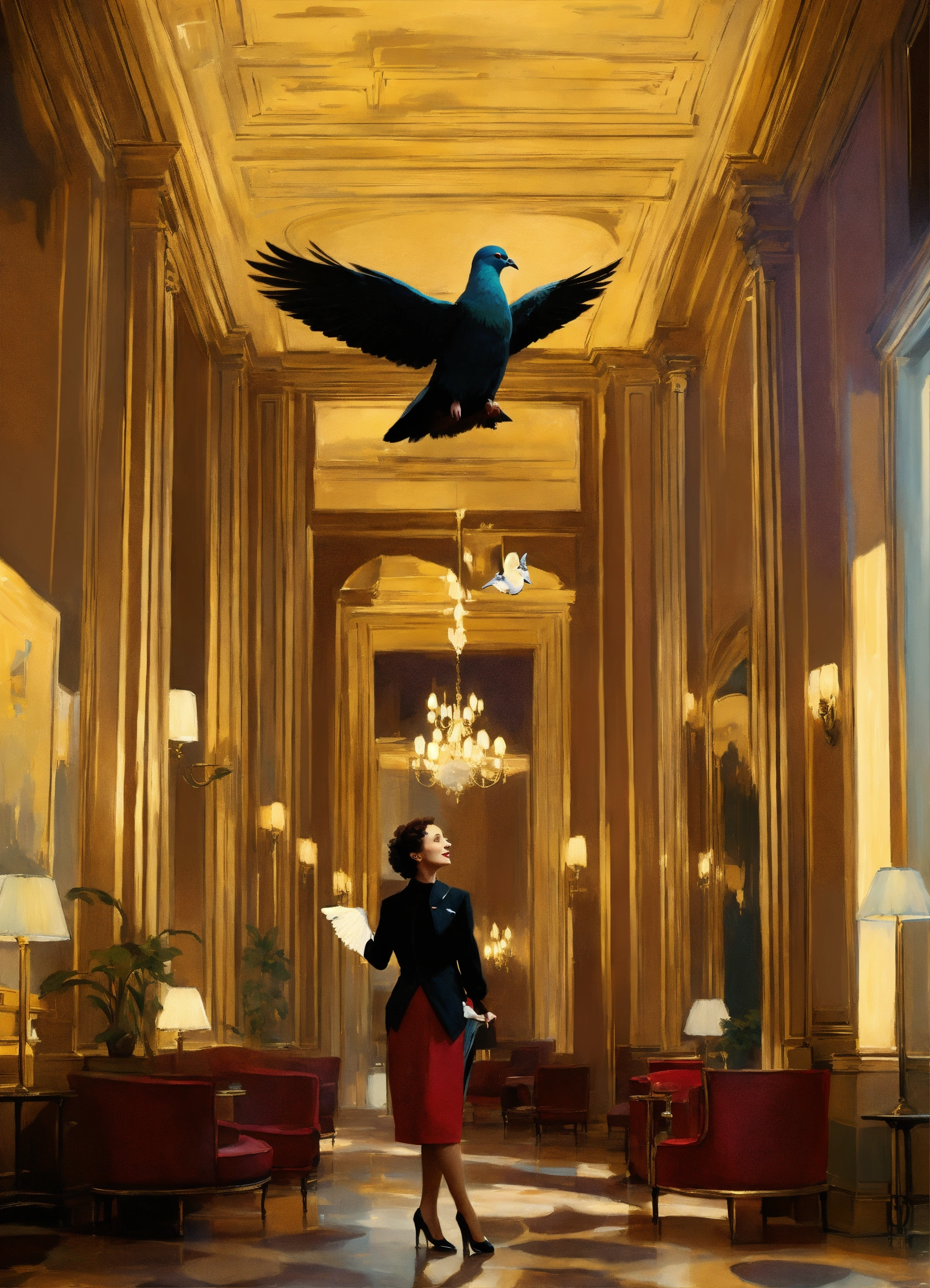 Lexica - Hotel crillon, edith piaf singer, pigeon flying, digital art ...
