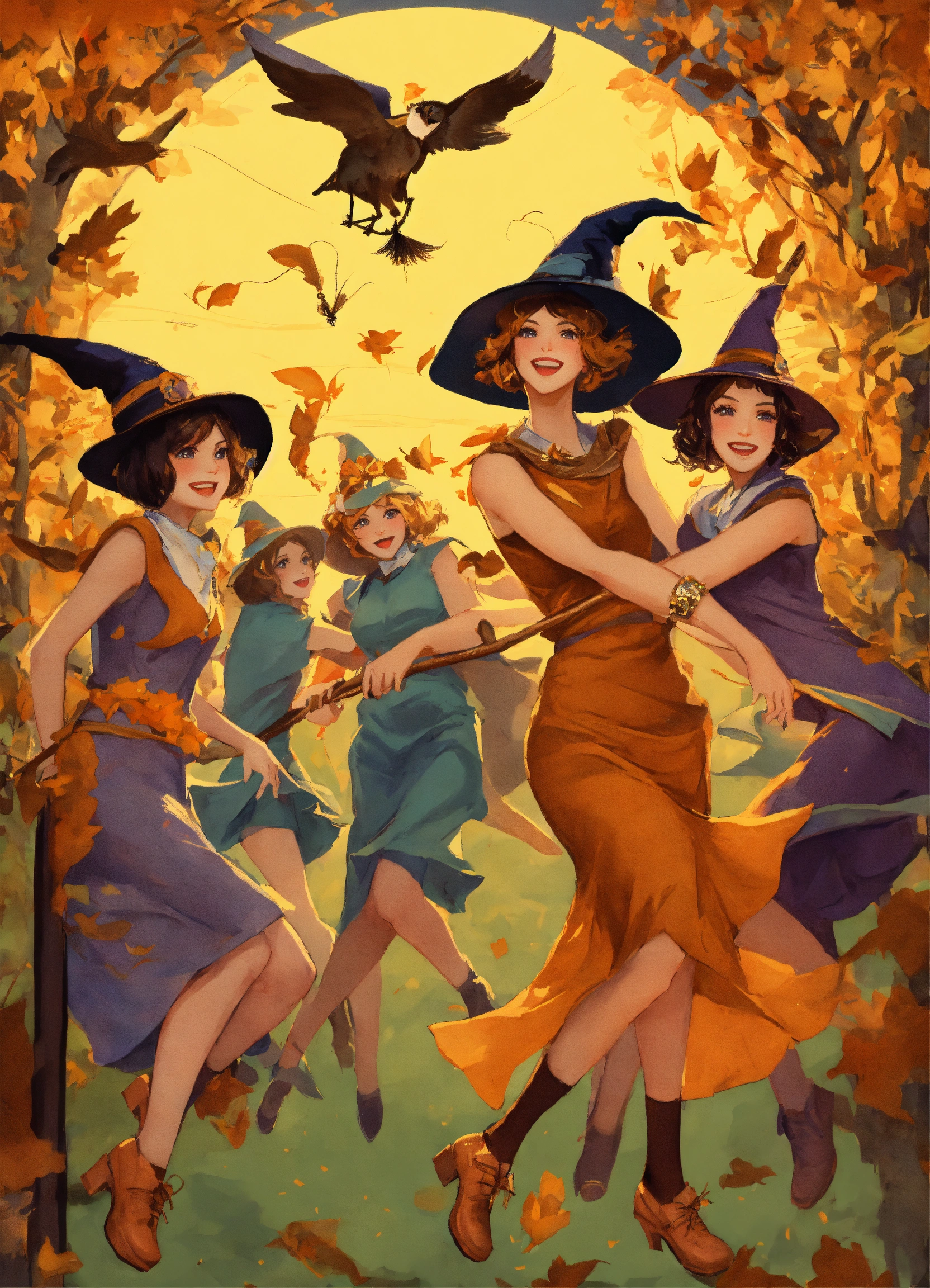 Lexica - Fantastic art Future flapper Witches coming together flying in ...