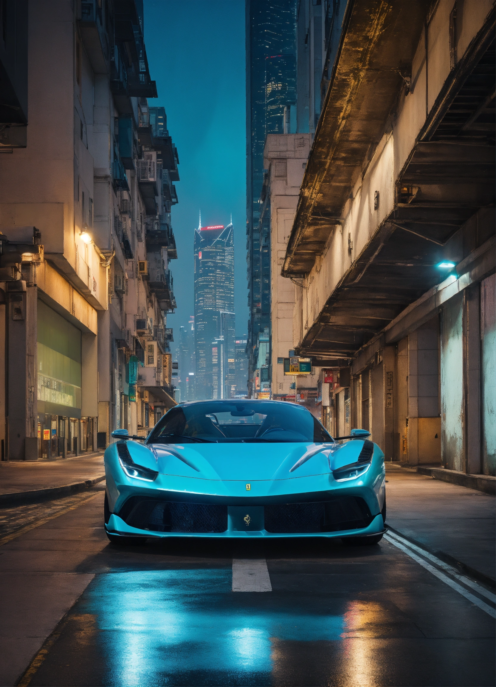Lexica - 2023 Ferrari SF90 Stradale cyan, doors opened, metallic ...