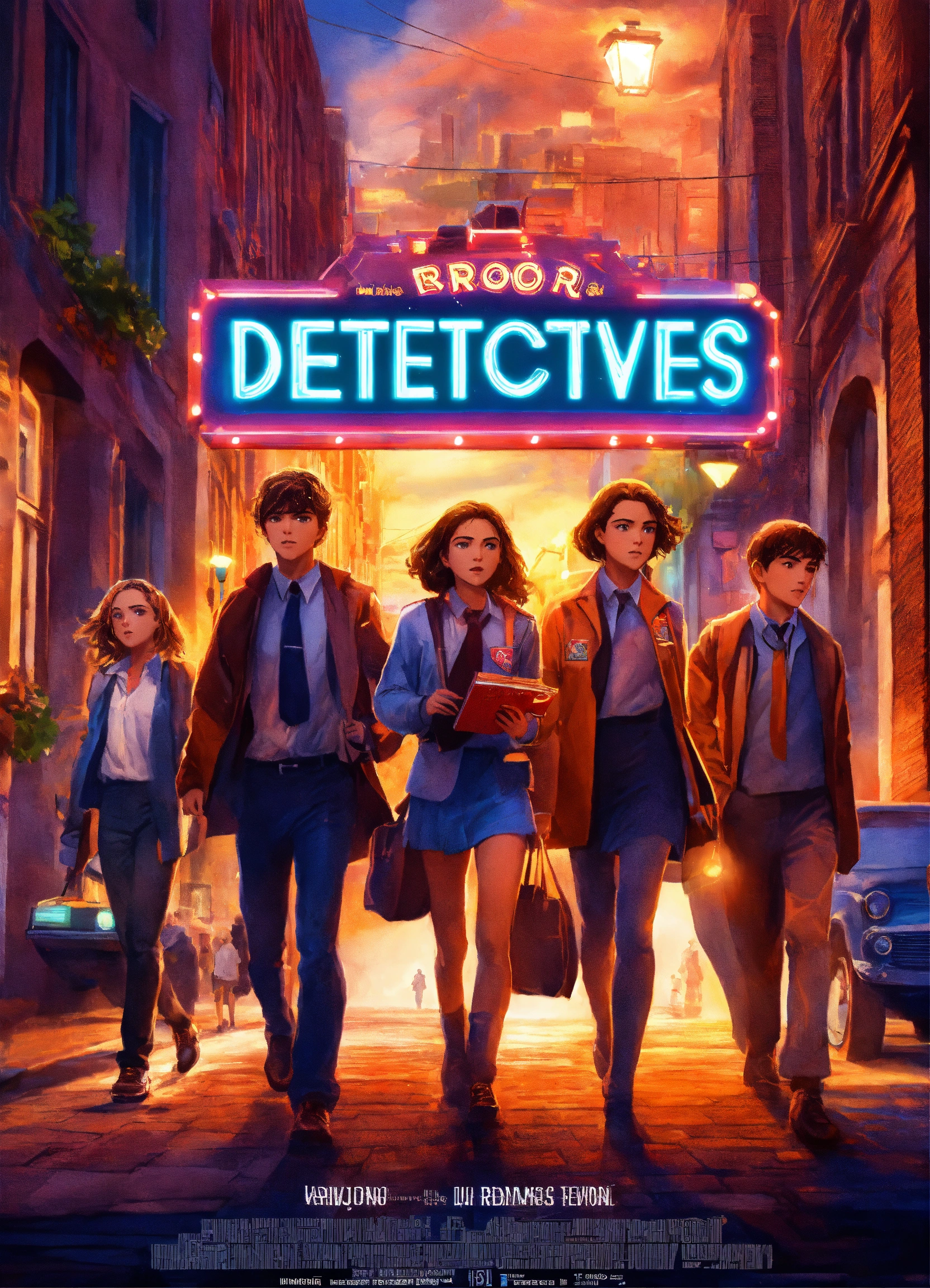 Lexica - Estilo portada de película de detectives, cinco estudiantes ...