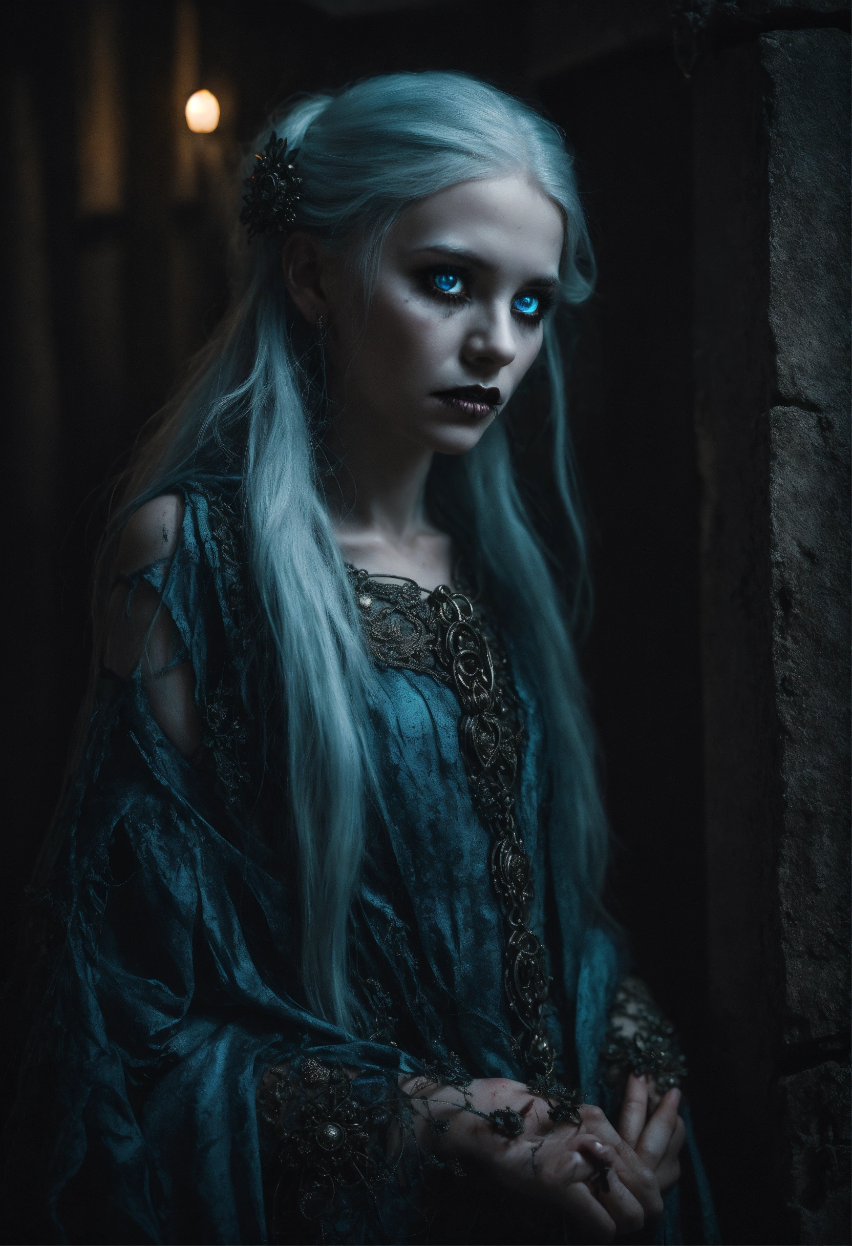 Lexica - Body portrait, twelve-year-old childish female goth ...
