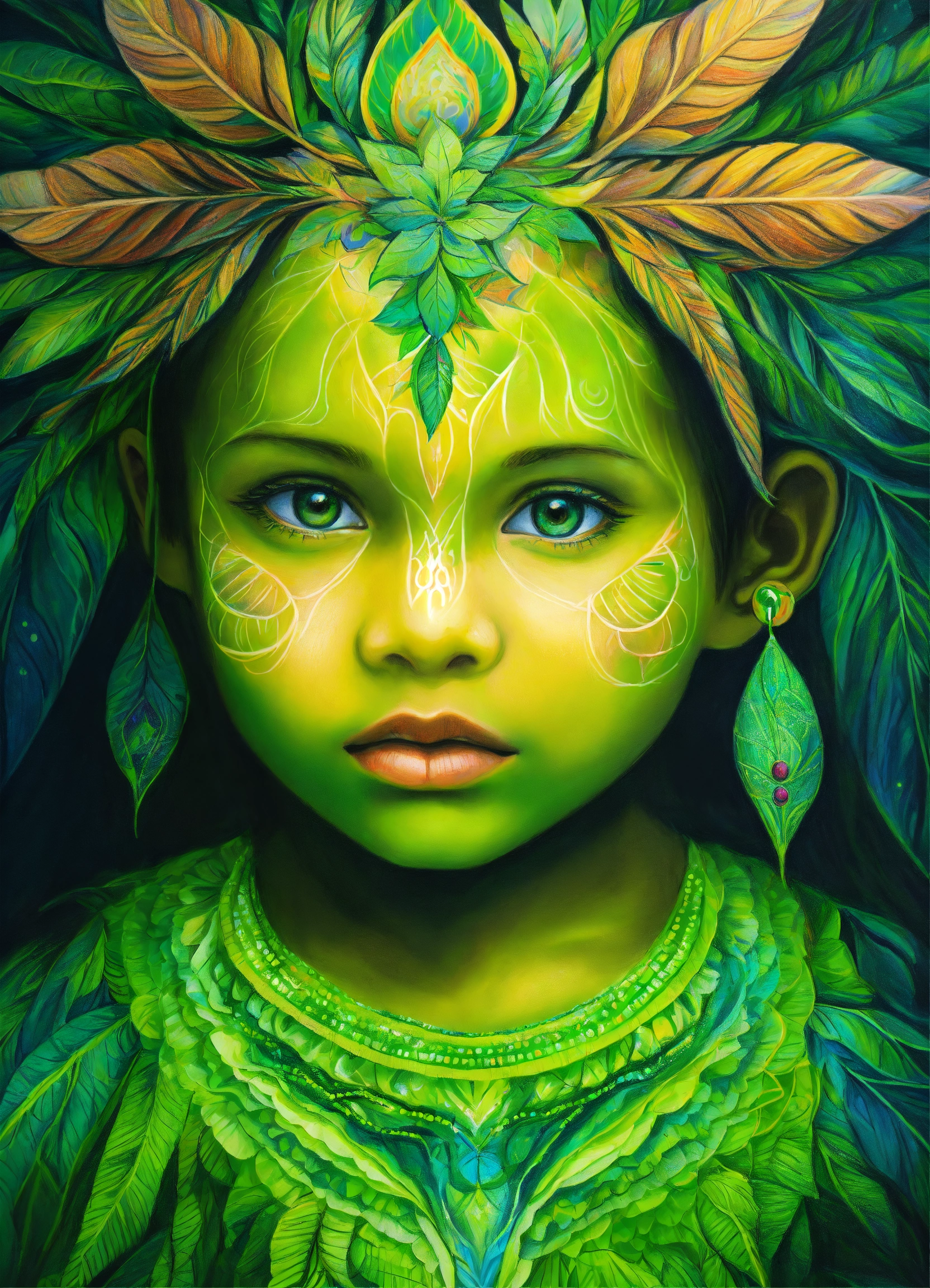 Lexica - Colored pencil drawing of a beautiful indigenous child. green ...