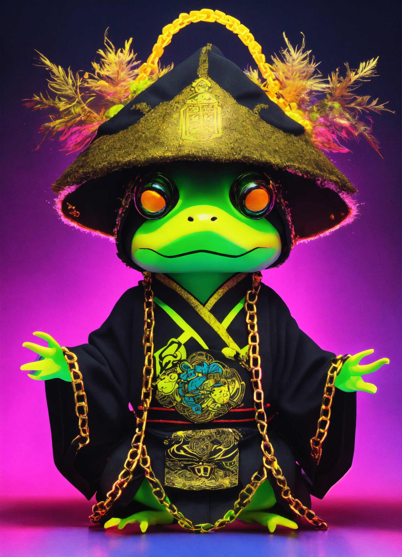 Lexica - A toad made out of a 3d black light neon optical illusion, festival raver street wear ...