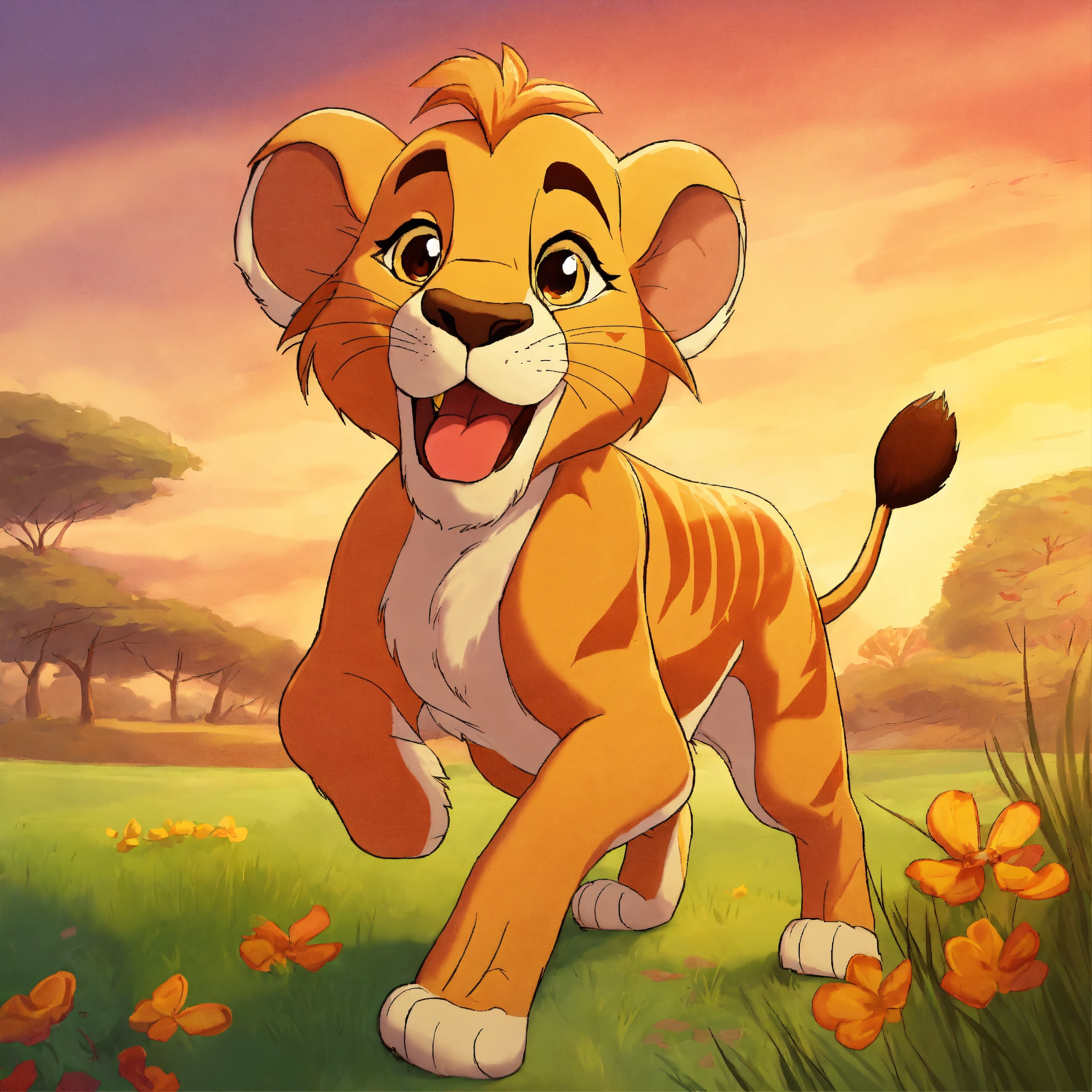 Lexica - Simba is full of life, He loves to run and play, cartoon