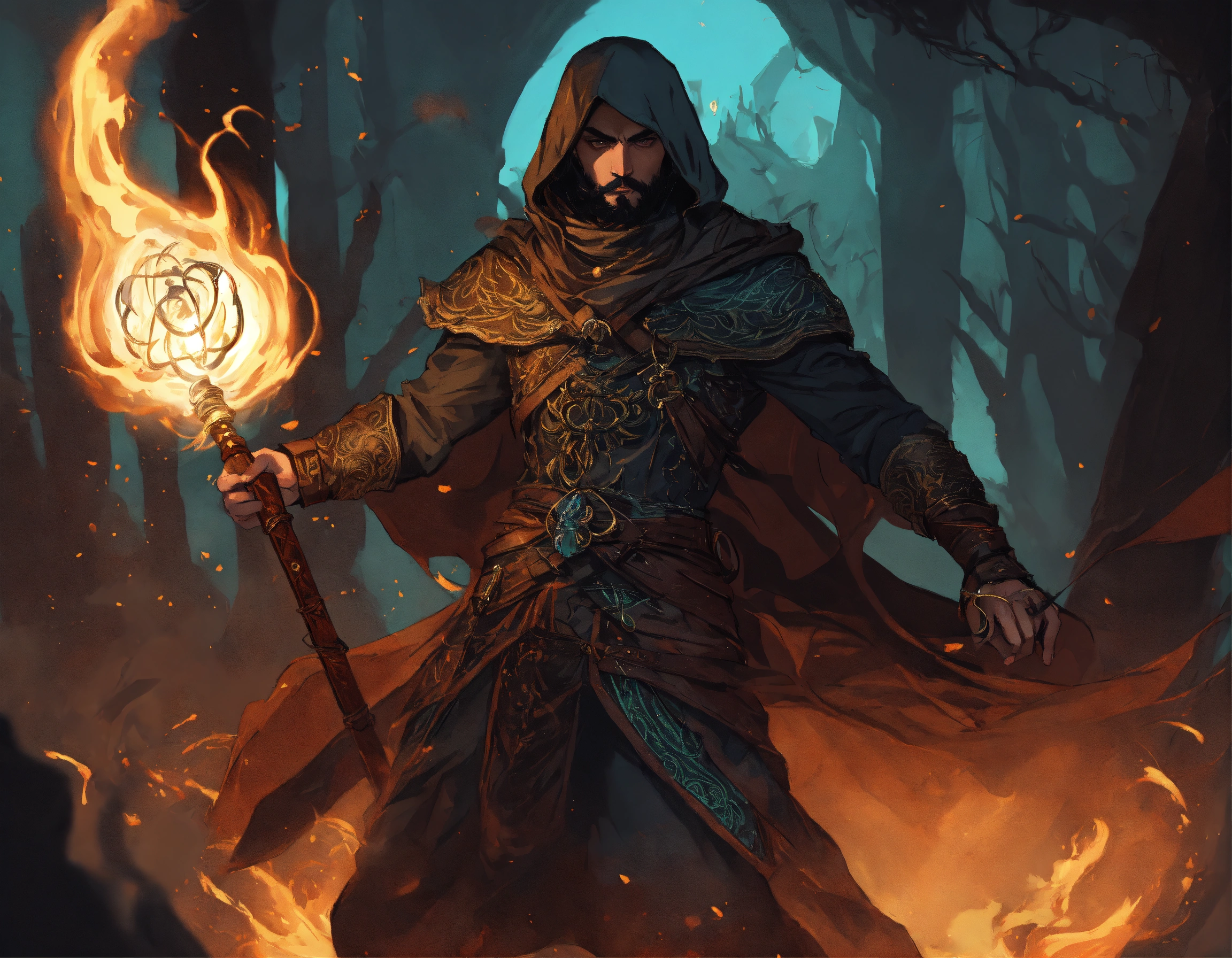 Lexica - A persian necromancer, attacking with black tendrils, shrouded ...