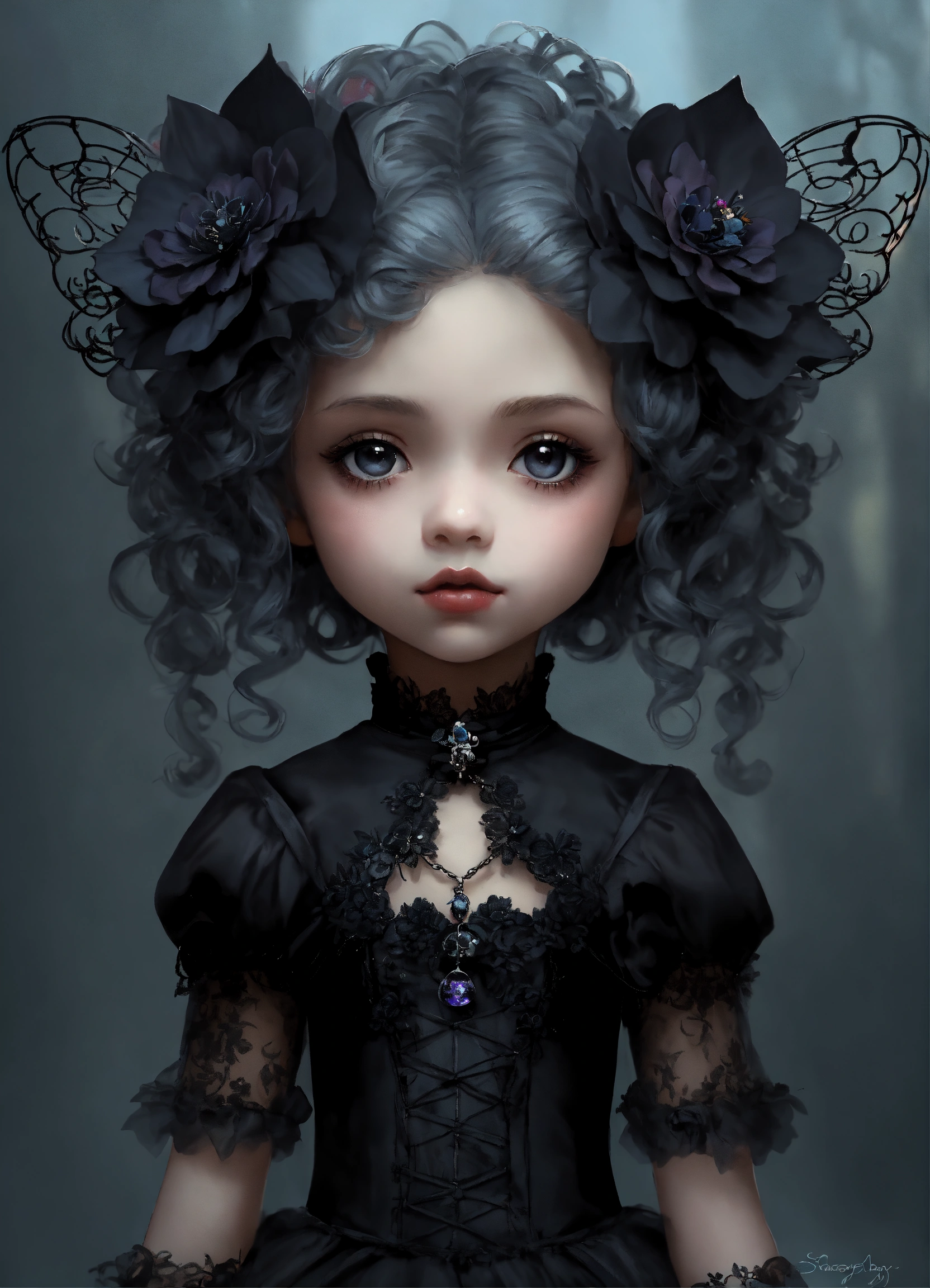 Lexica - Portrait and shot full body of a very cute fairy gothic chibi ...