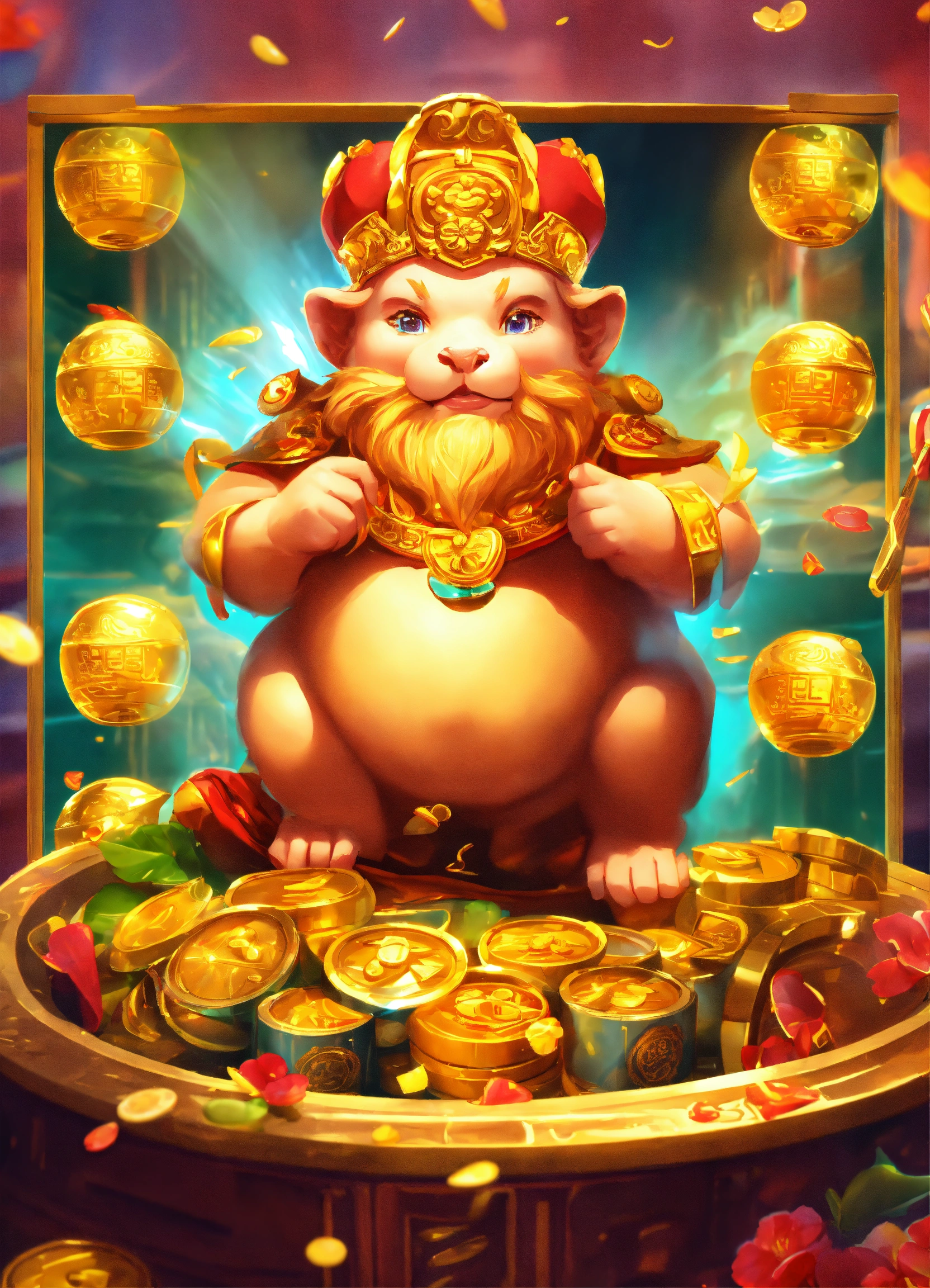 Lexica - 3D god of wealth (Chinese) slot machine game impressionistic ...
