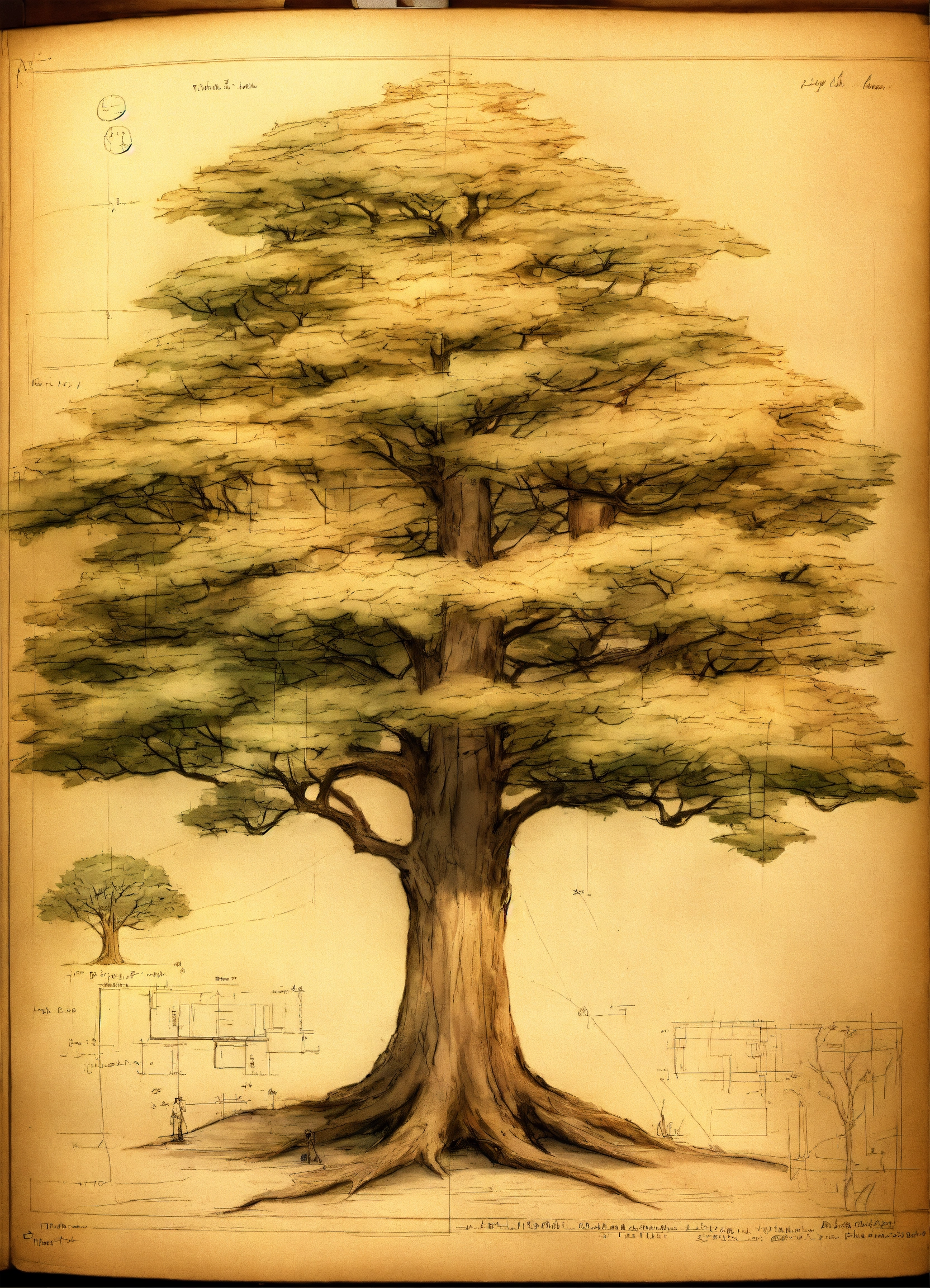 Lexica - Designing a tree, designing sheet, sketch out designs, parchment