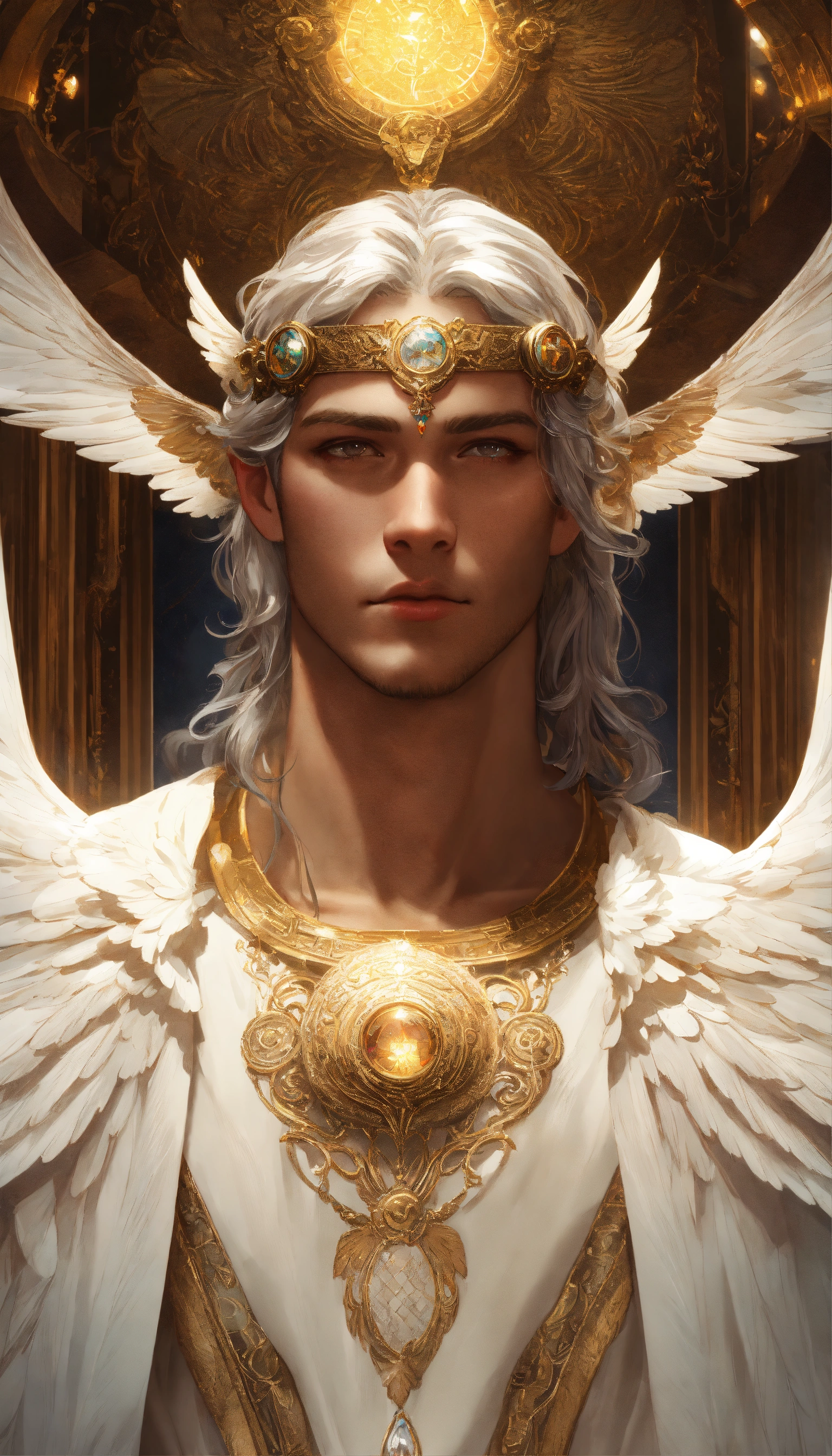 Lexica - Male angel, wings, headshot, art station, 3D, white eyes and ...