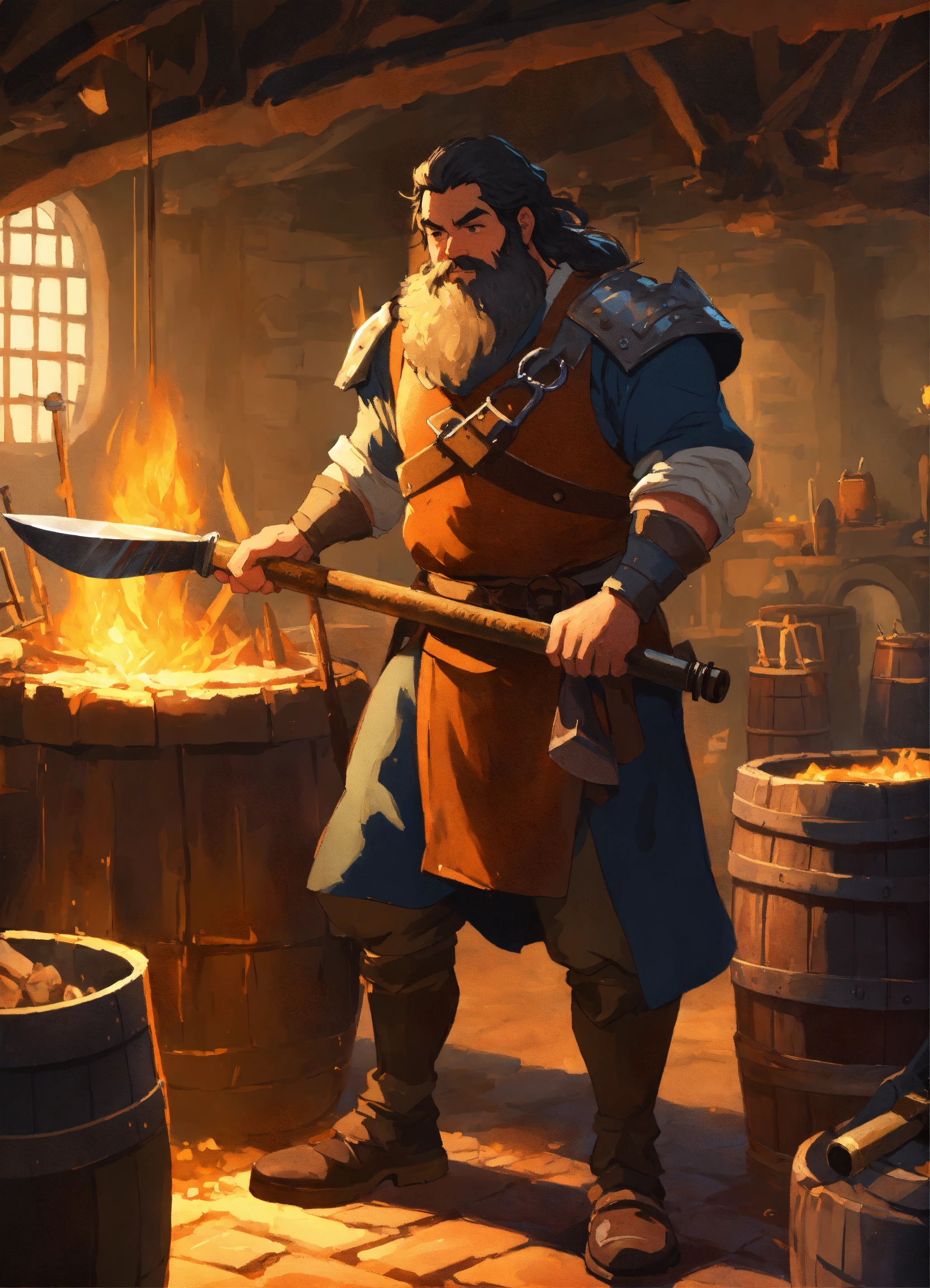 Lexica - A dwarven blacksmith with a hammer in front of a huge anvil ...