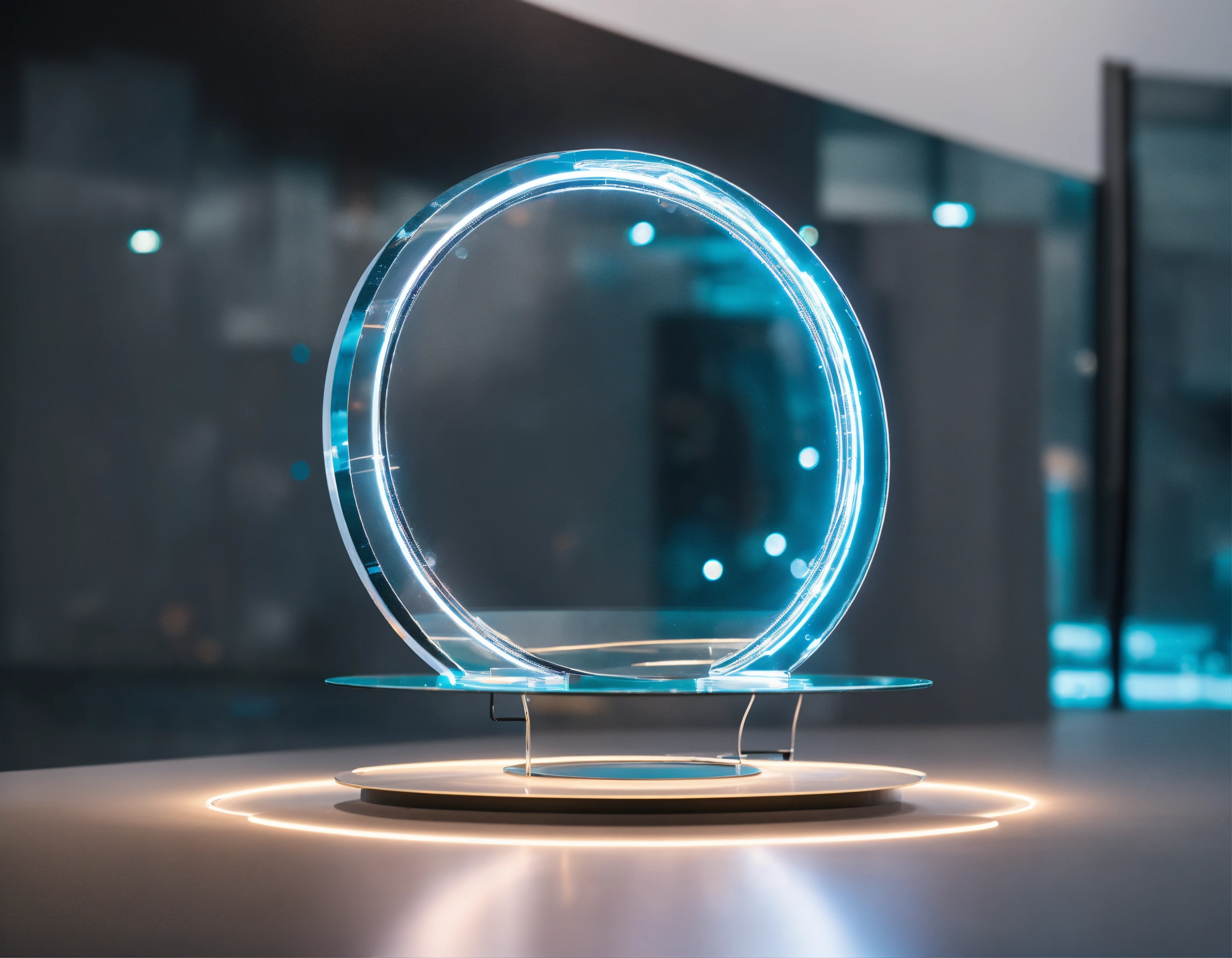 Lexica - Thin glass circle, seen from a side angle with a rotated ...