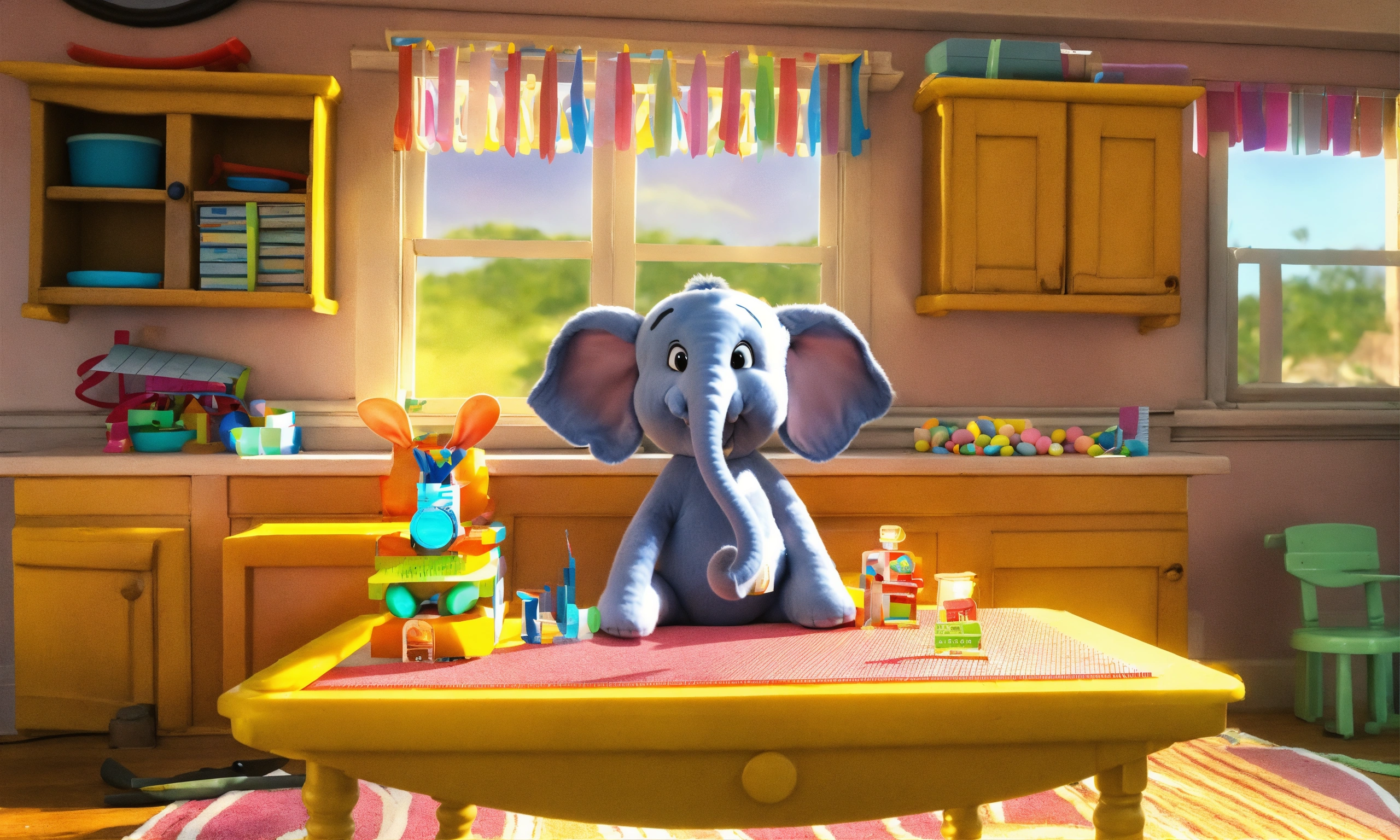 Lexica - Image of Ellie the elephant and Benny the bunny using the ...