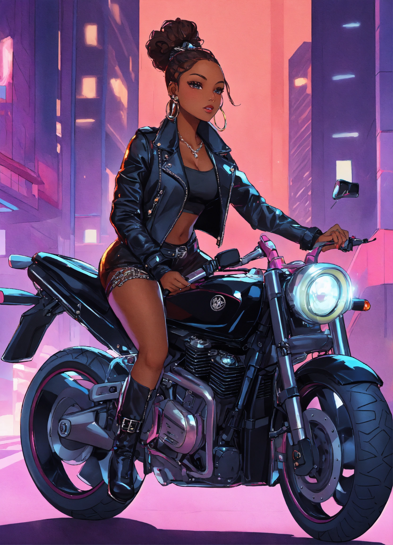 Lexica - Animated illustration of a melanin-rich beautiful girl with ...