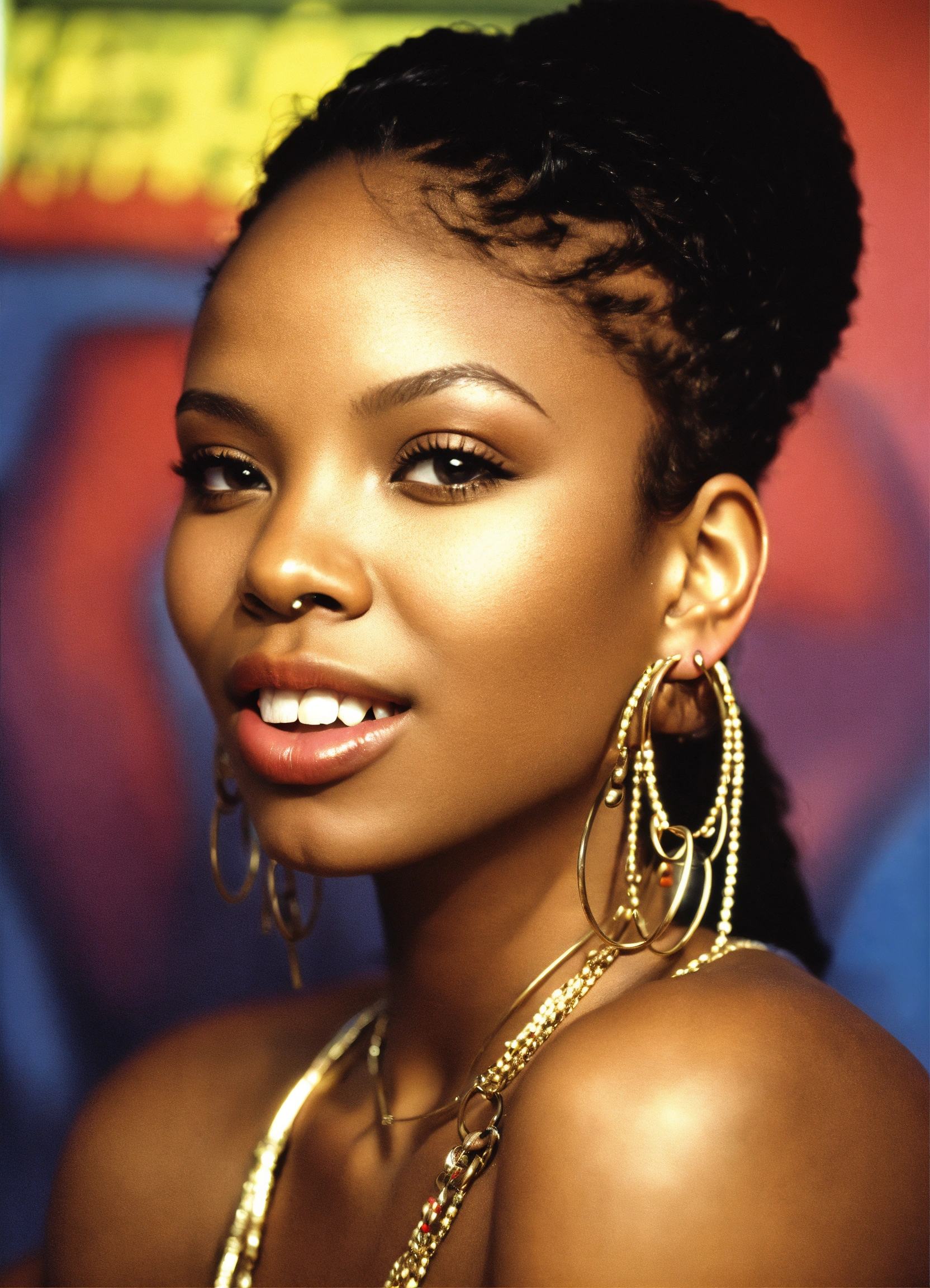 Lexica - Early 2000s african american female with tounge out, hoop earings