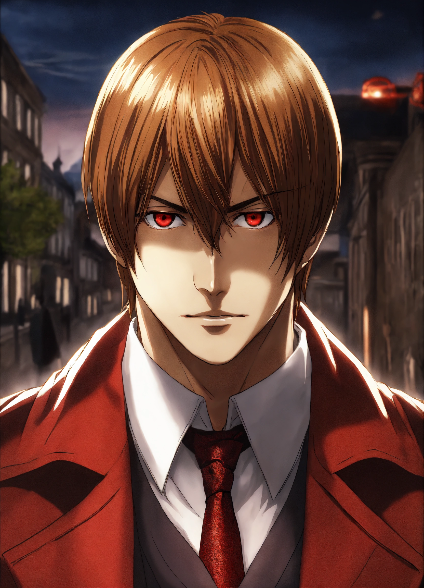 Lexica - Light Yagami regard mystérieux avec les yeux rouge