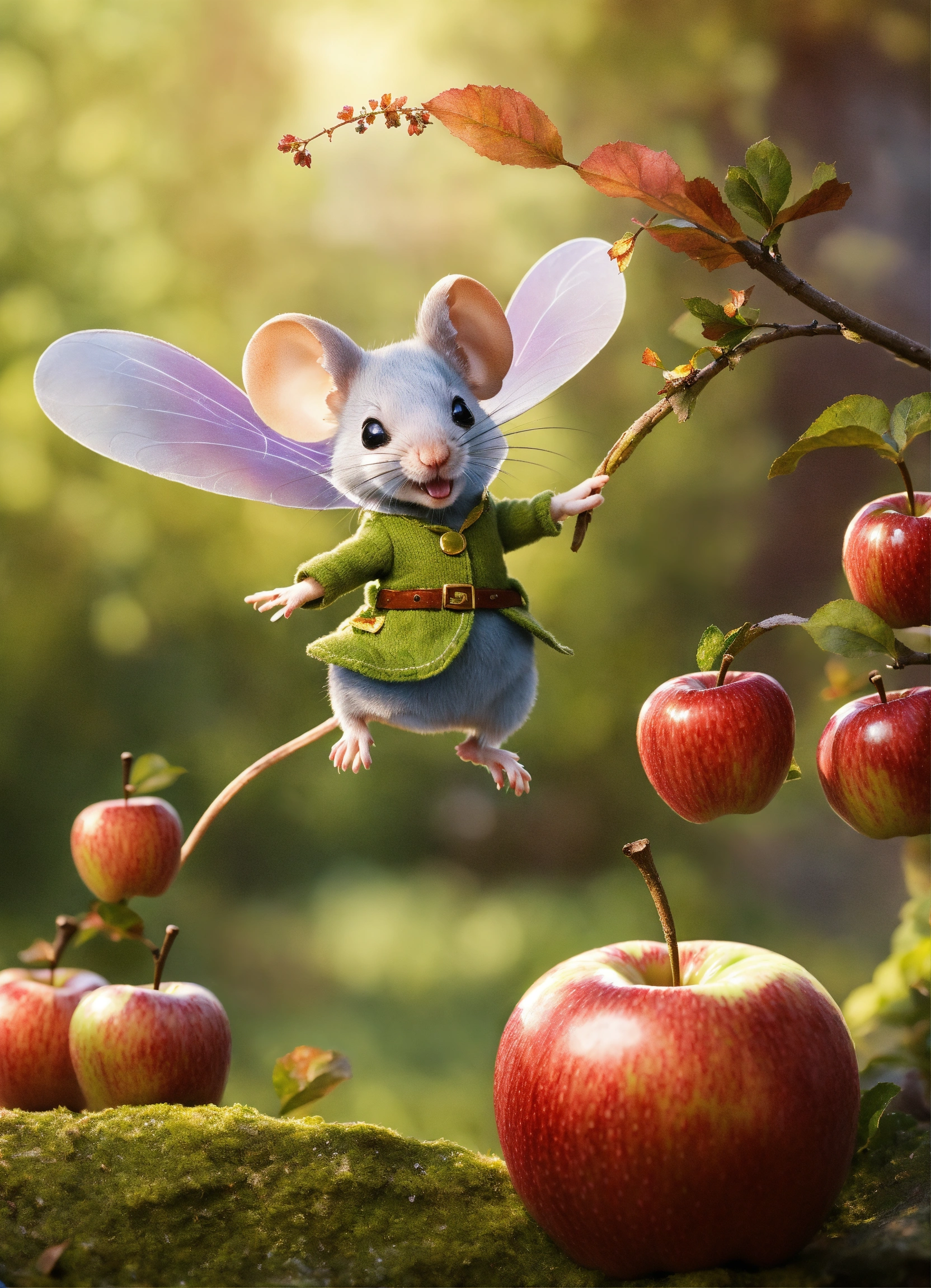 Lexica - Fairy tale mouse apple flying