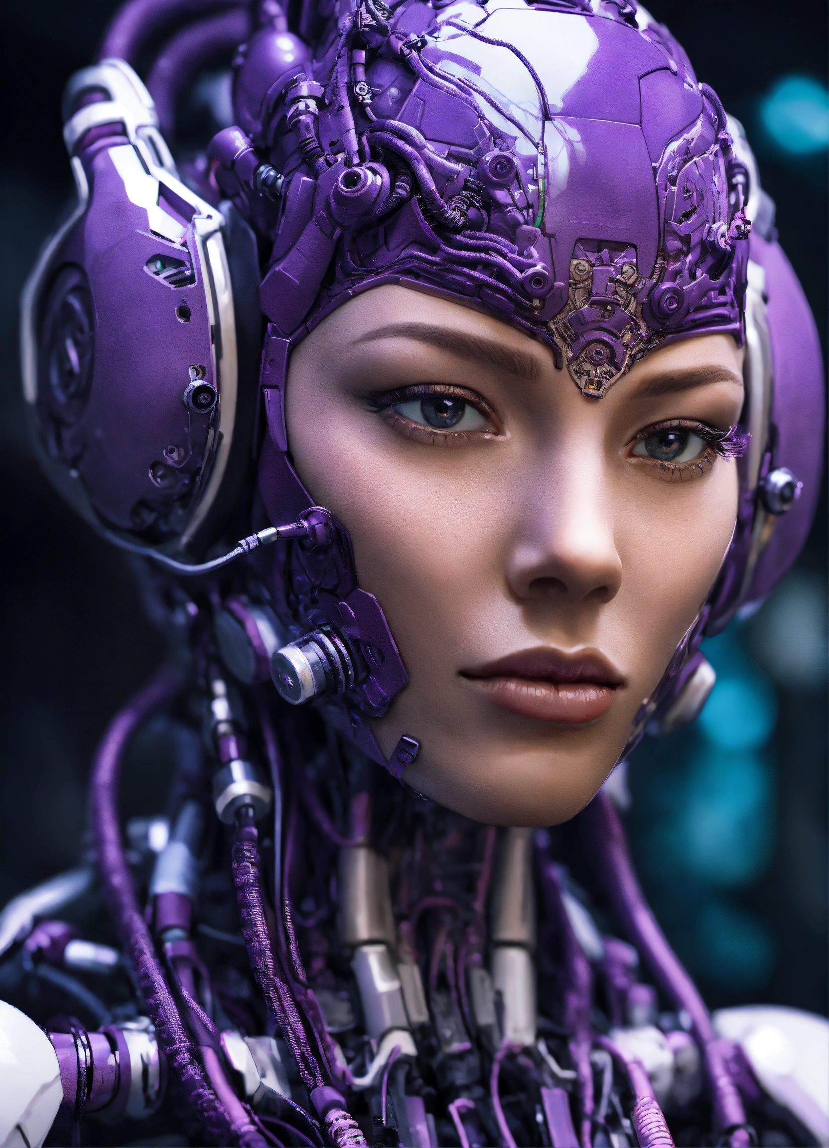 Lexica - Purple electronic system on head humanoid |cyborg woman| with ...