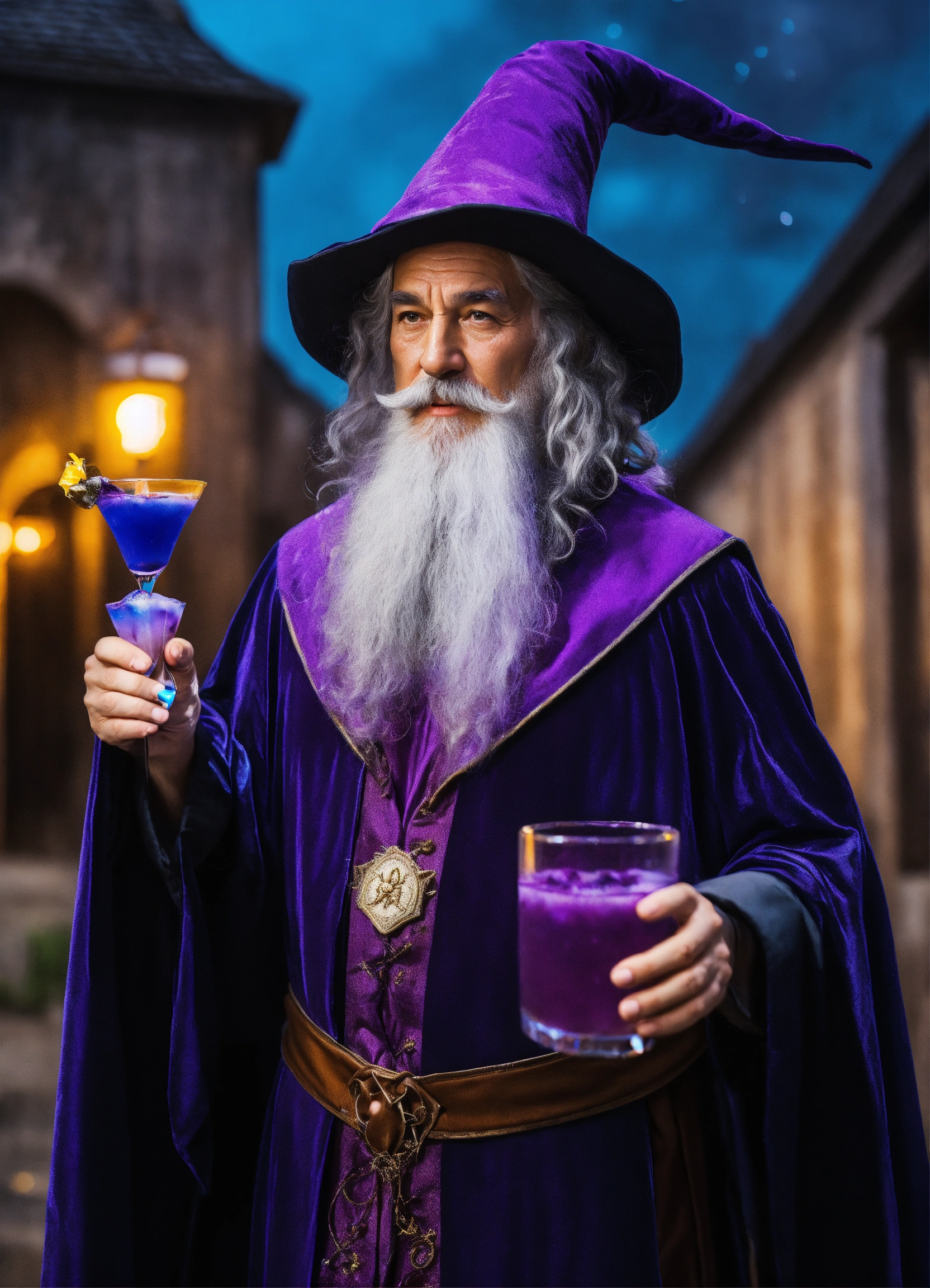Lexica - Wizard holding a purple drink