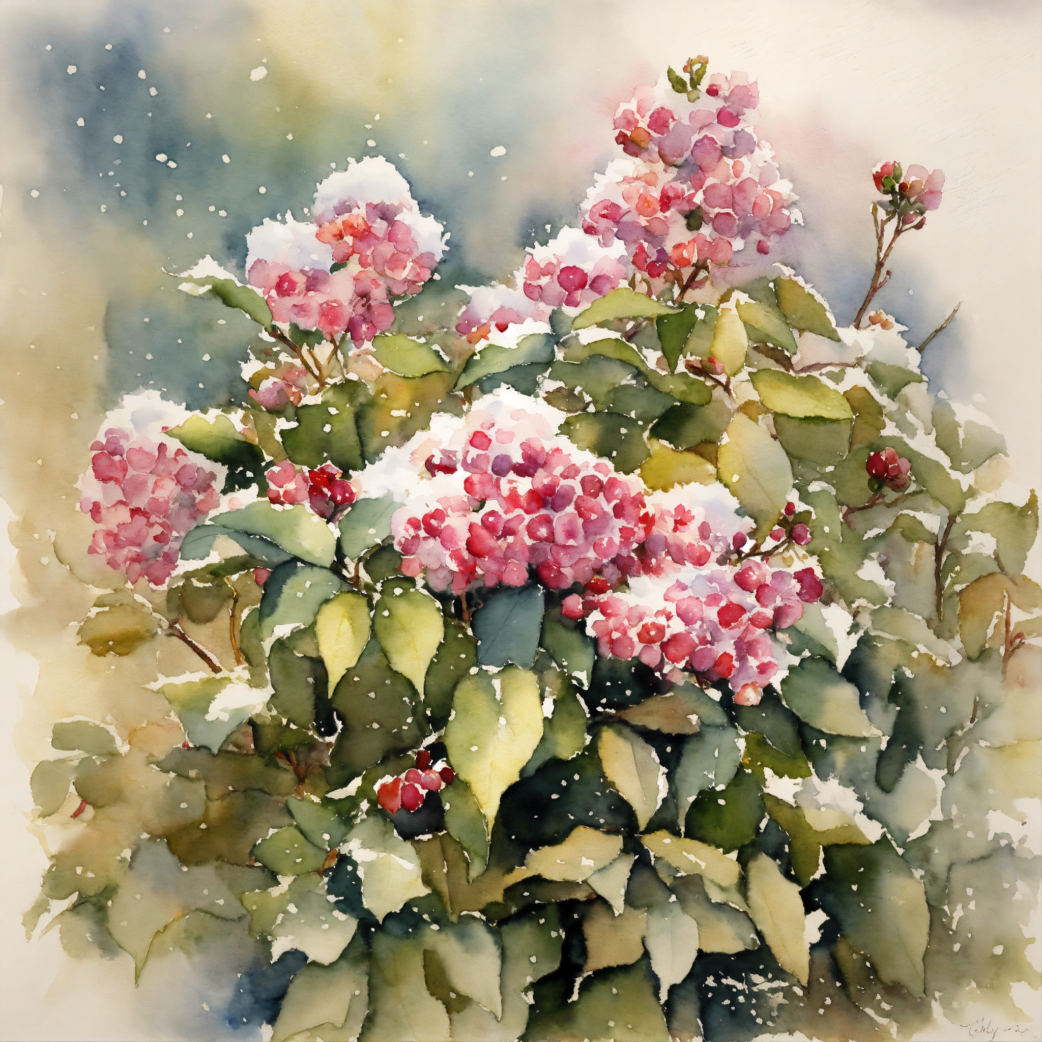 Lexica - White background, a bush covered with snow, realism, sharp ...