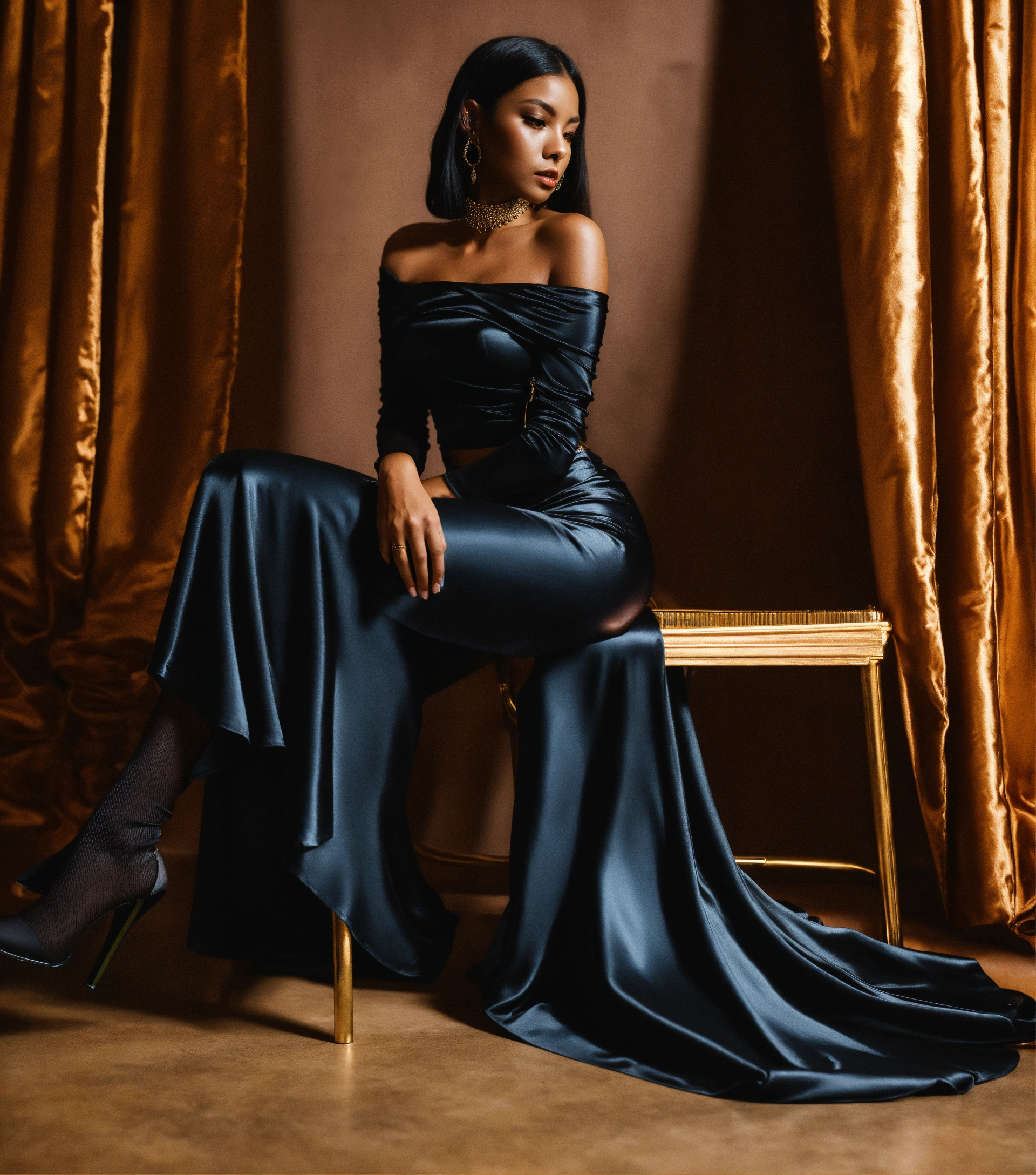 Lexica - Man with godlike body wearing black Satin shiny figure-hugging ...