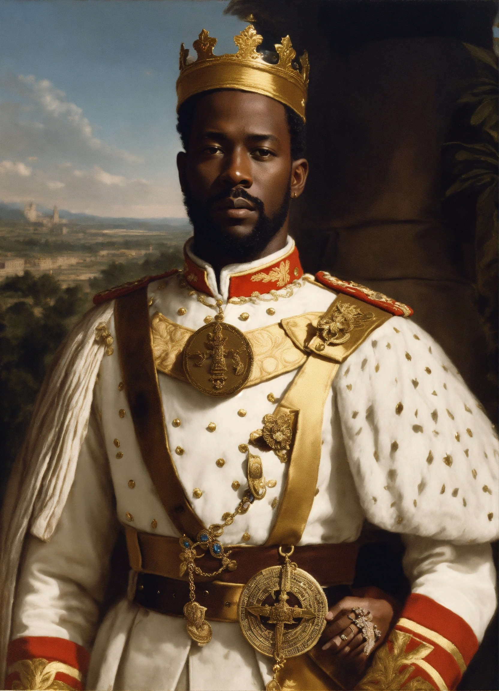 Lexica - A black king david wearing a white military uniform