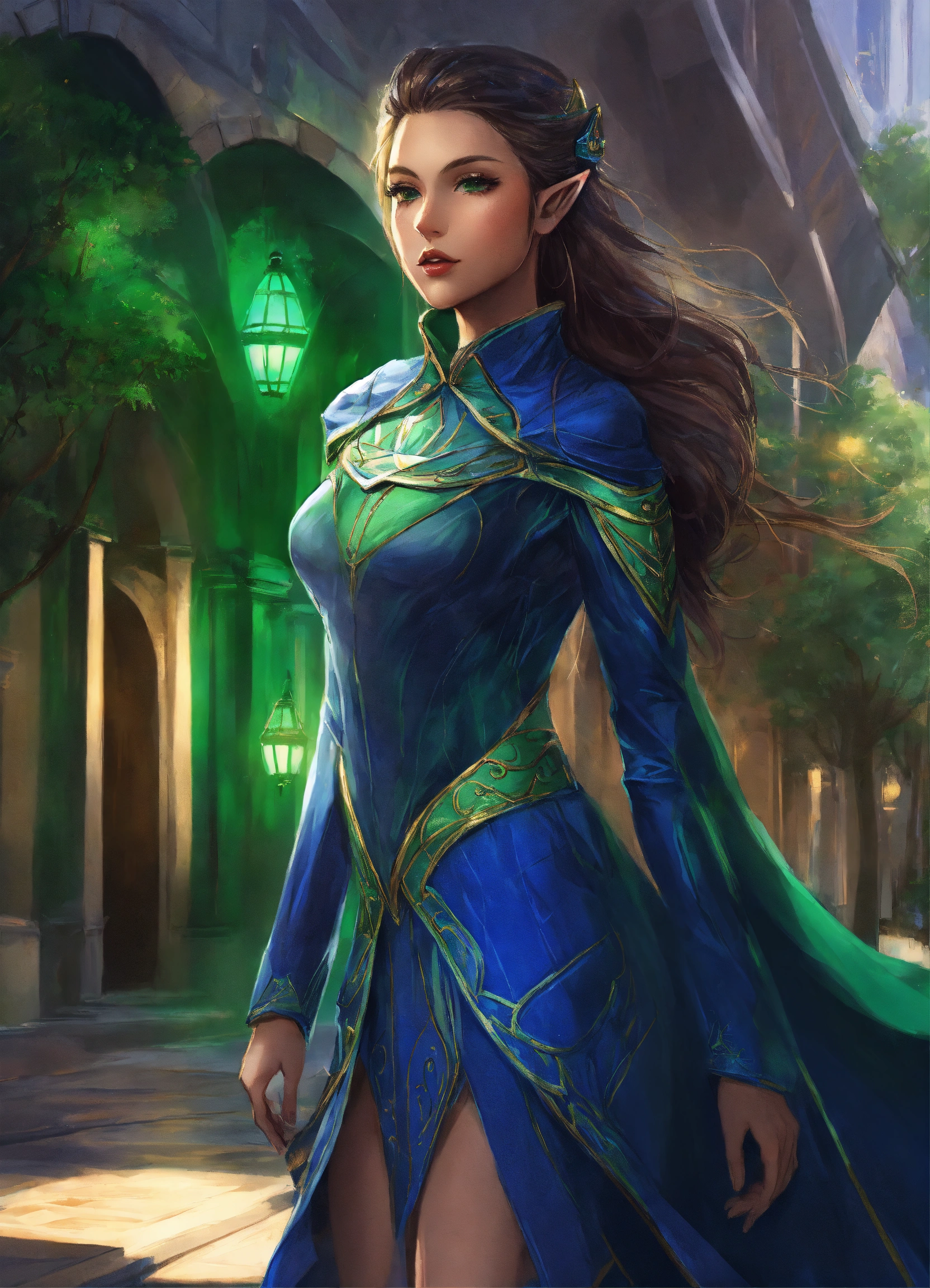 Lexica - Drawing of an elf, royalty, sci fi, cybernetic, navy blue and ...