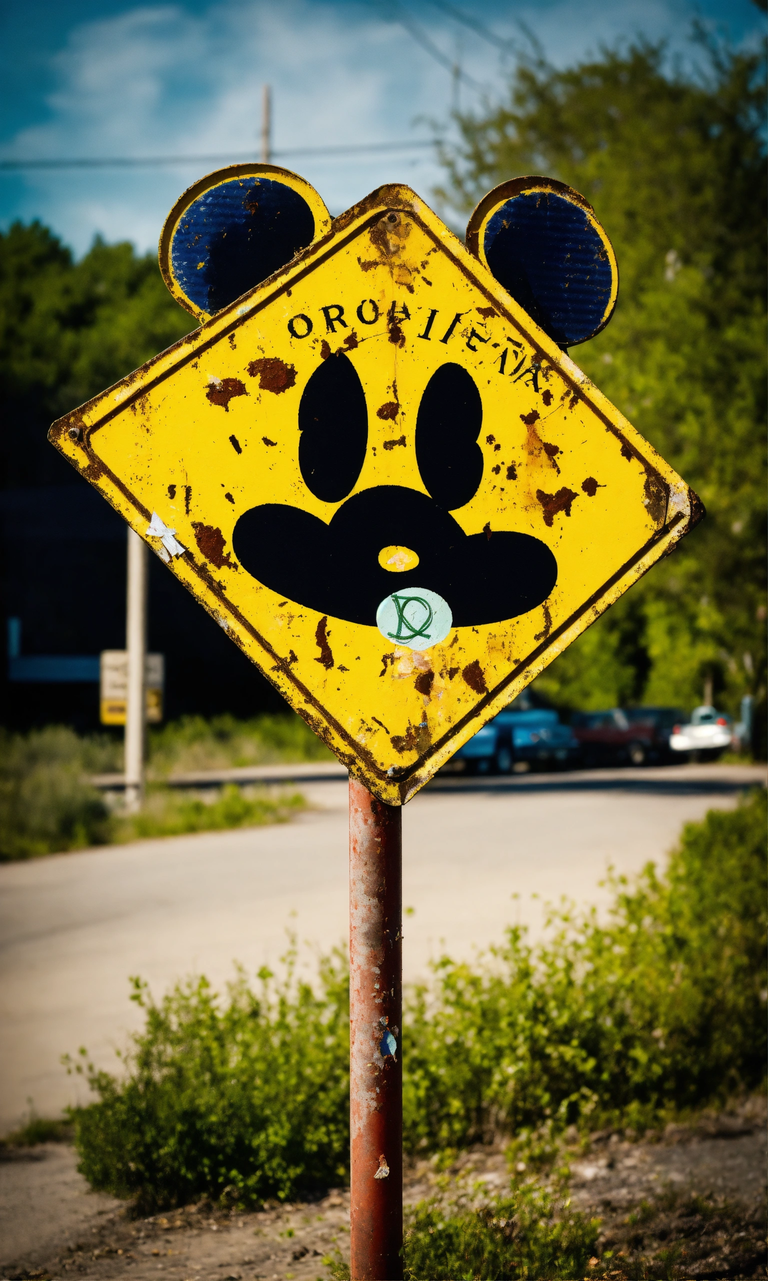 Lexica - Corroded metal hold road sign showing a rotten dollar bill ...