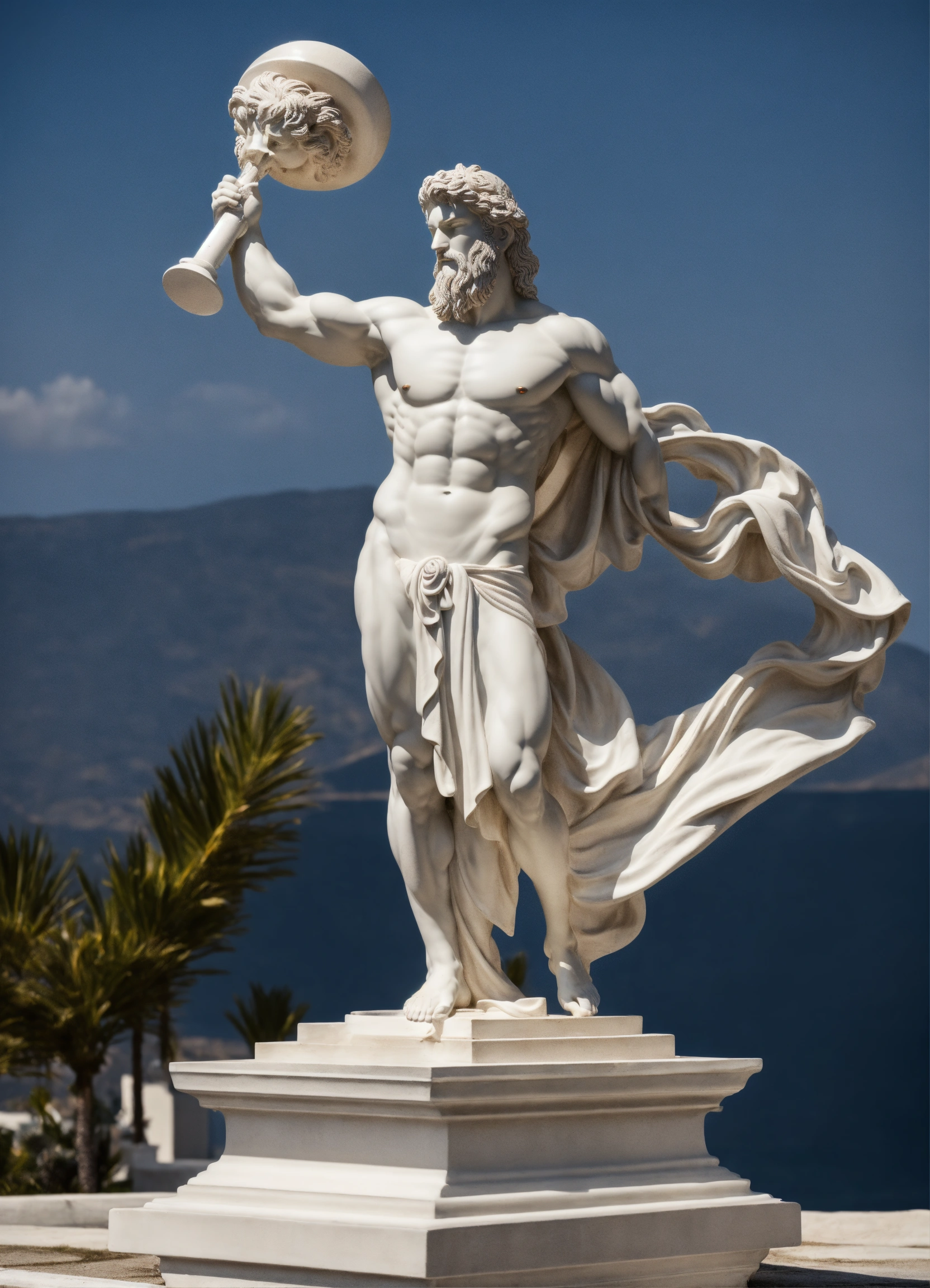 Lexica - A Statue from a muscular Greek god Statue with a wavey middel ...