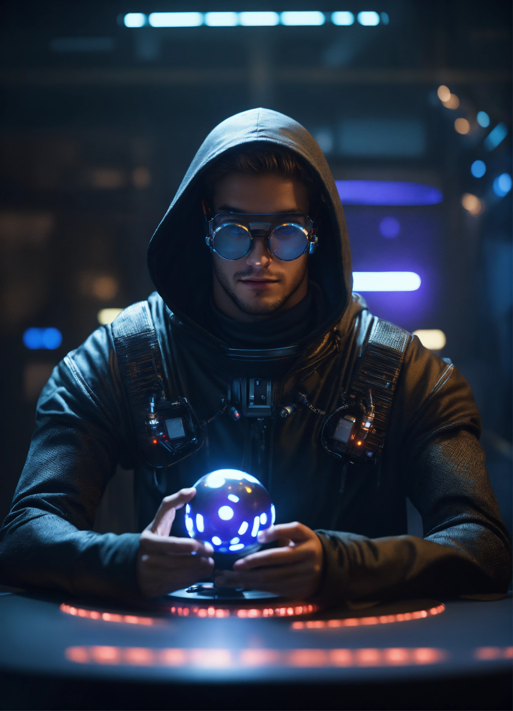 Lexica - Nerdy 25 year old male cyborg hacker wearing futuristic ...