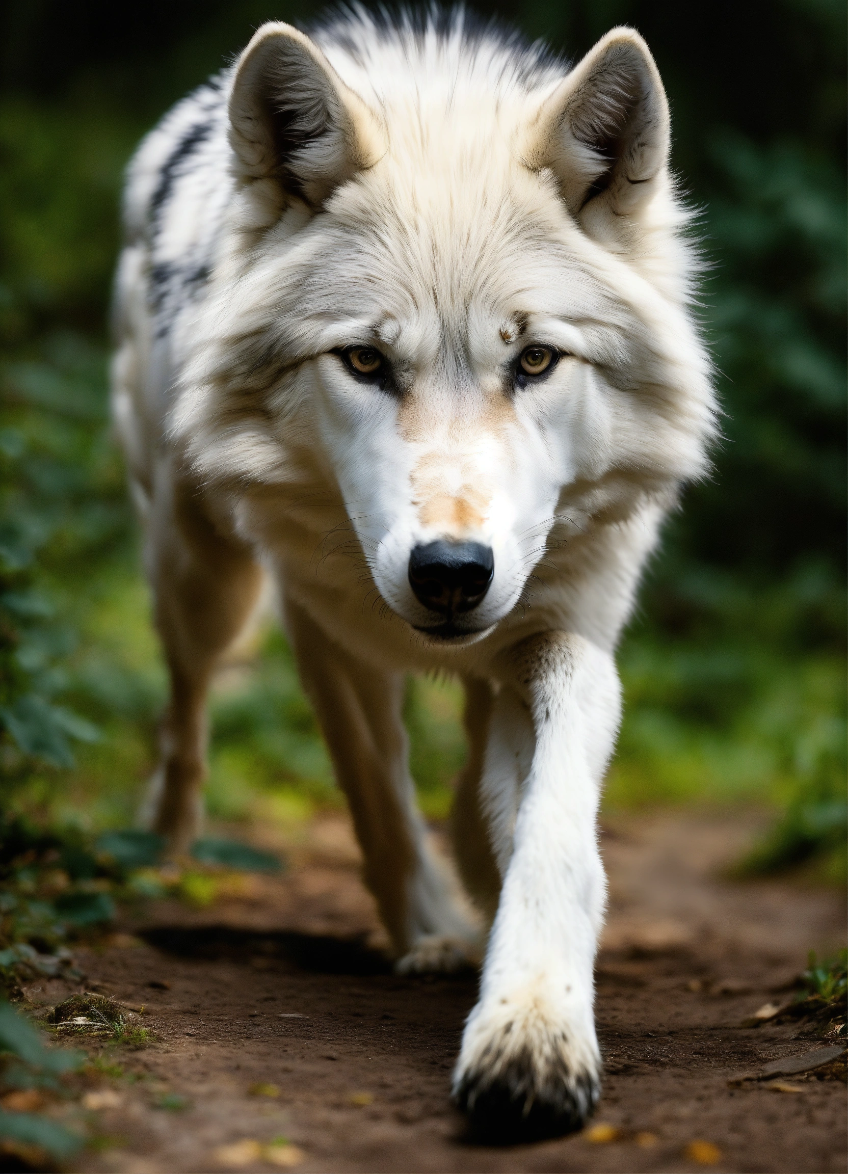 Lexica - A white wolf with a black spot that fades out on all sides ...