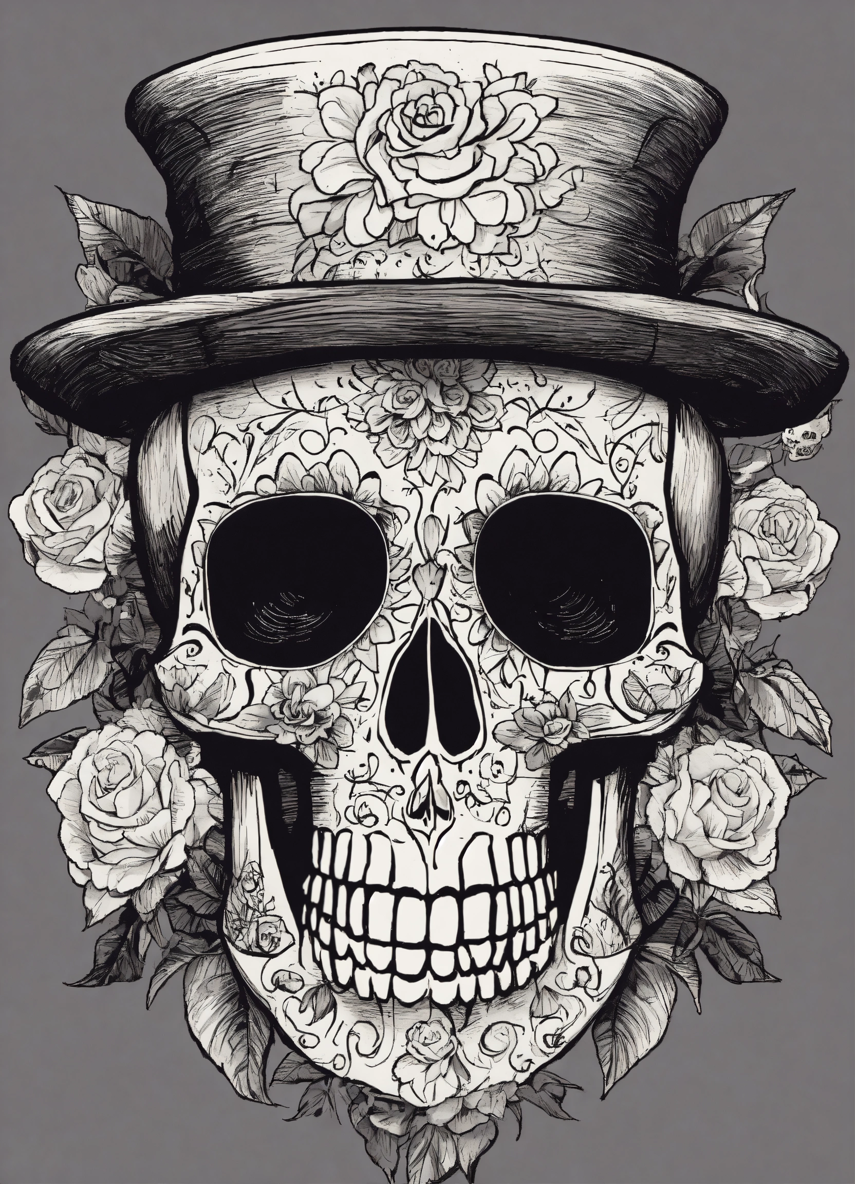 Lexica - Skull human day of the dead sketch hand drawn in doodle style ...