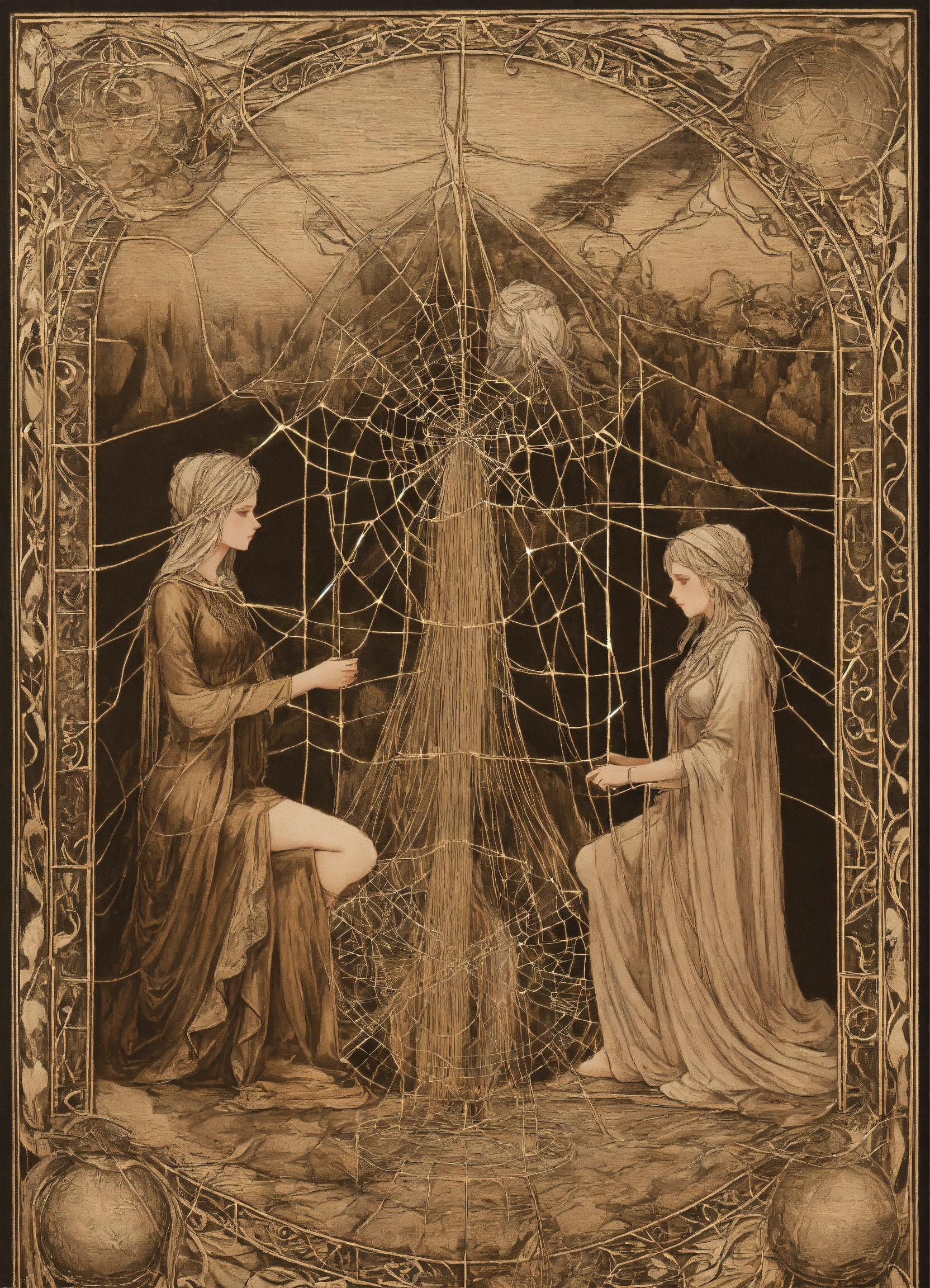 Lexica - The norns weaving the web of destiny drawing