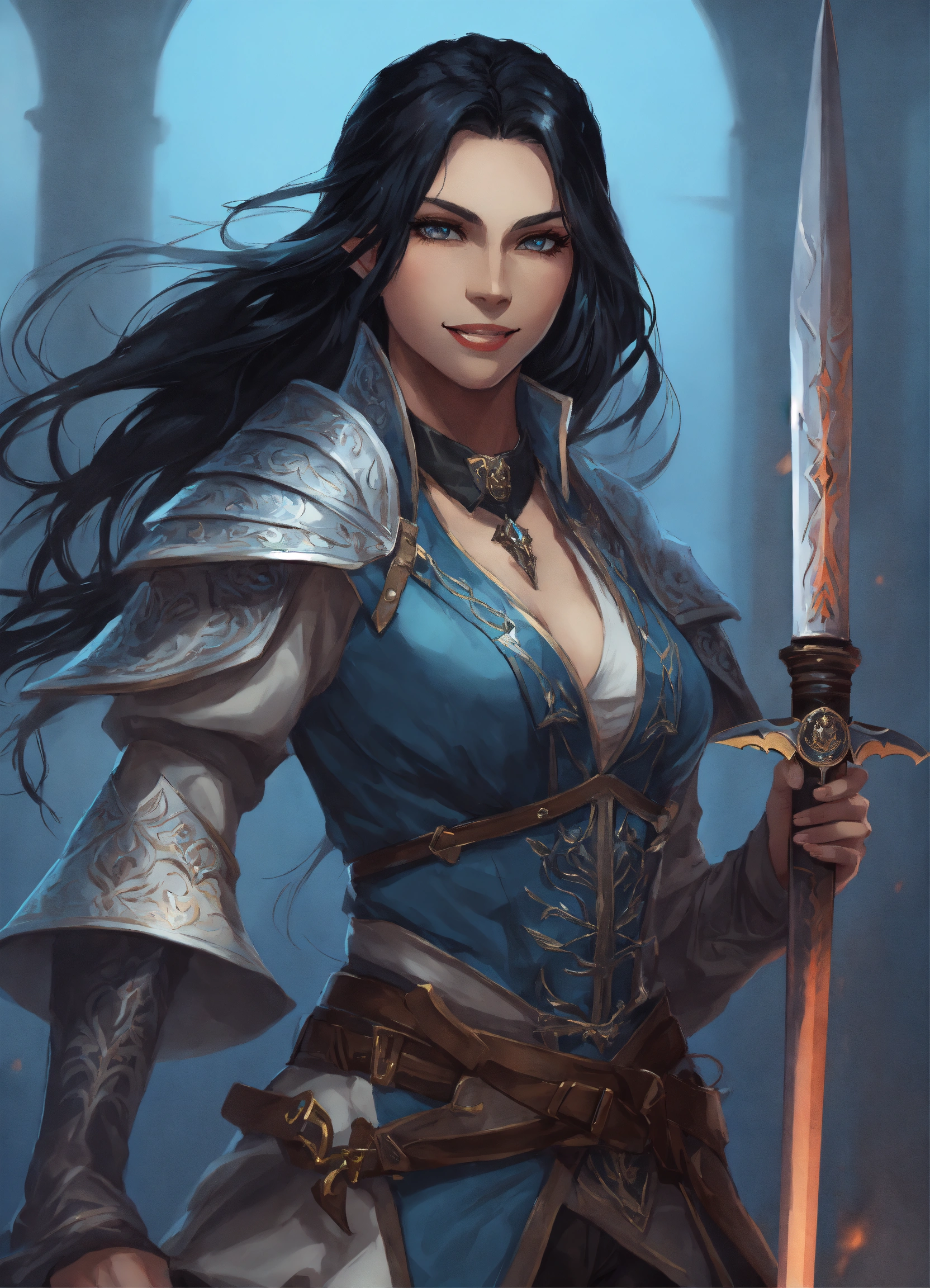Lexica - Female white Half-elf, pathfinder art style Full body ...