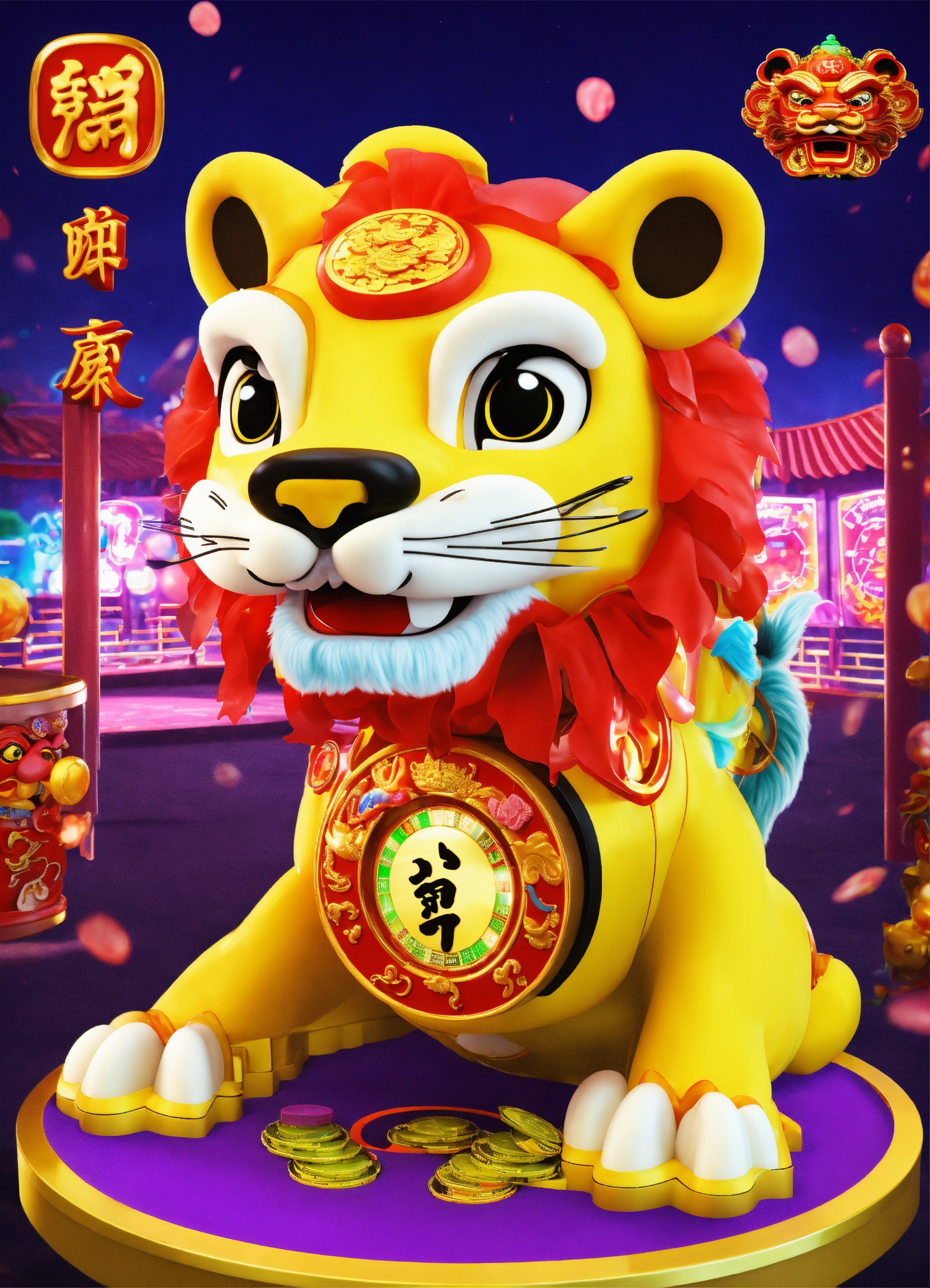 Lexica - 3D lion dance slot machine future
