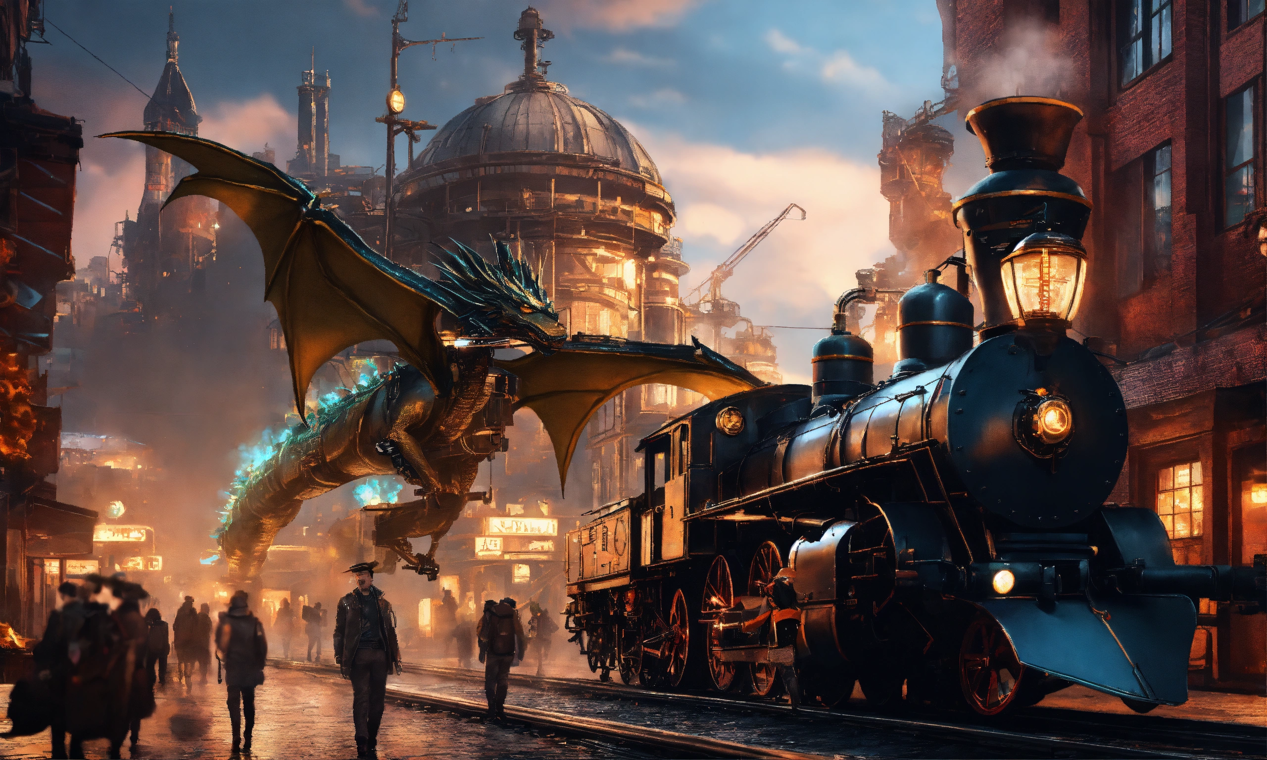 Lexica - A future steam locomotive in a steampunk city and a mechanical ...