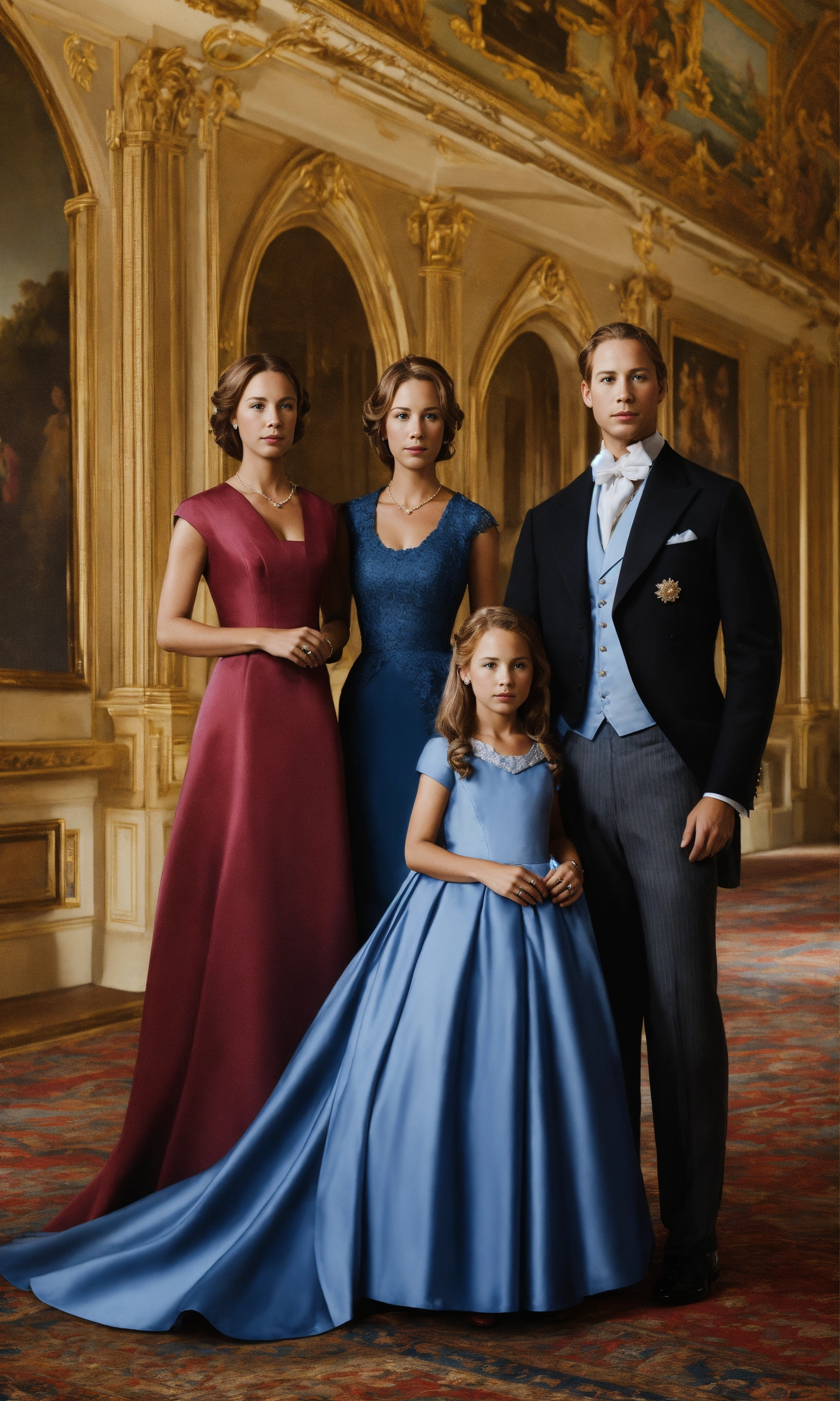 Lexica - A front view of the Windsor family,hyper realistic