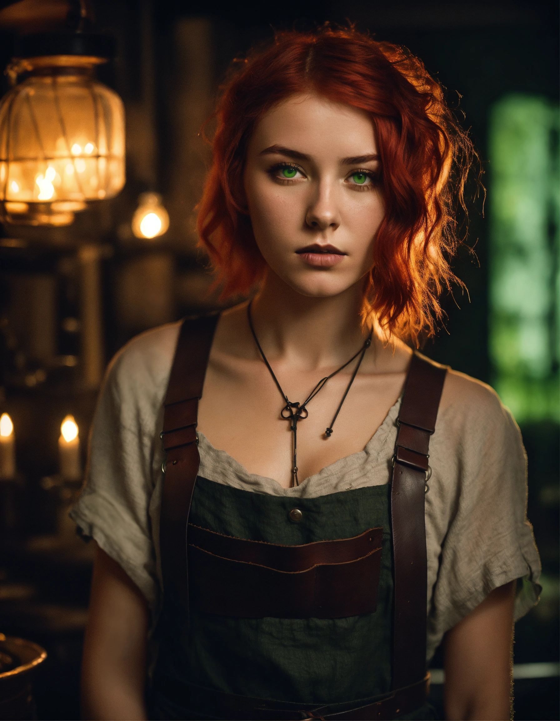 Lexica - Body portrait, 18 year old goth girl alchemist with red hair ...