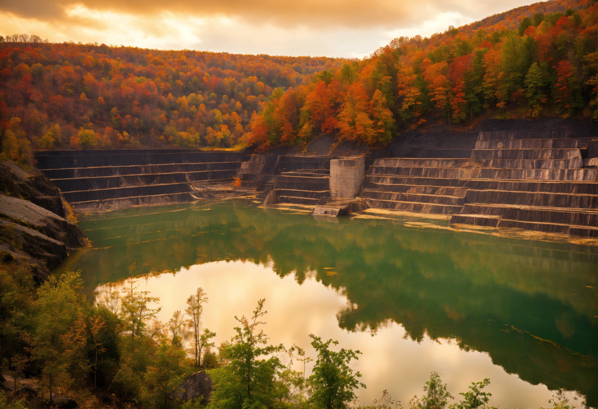 Lexica - Pennsylvania Slate Quarry looking ominus and partly flooded ...
