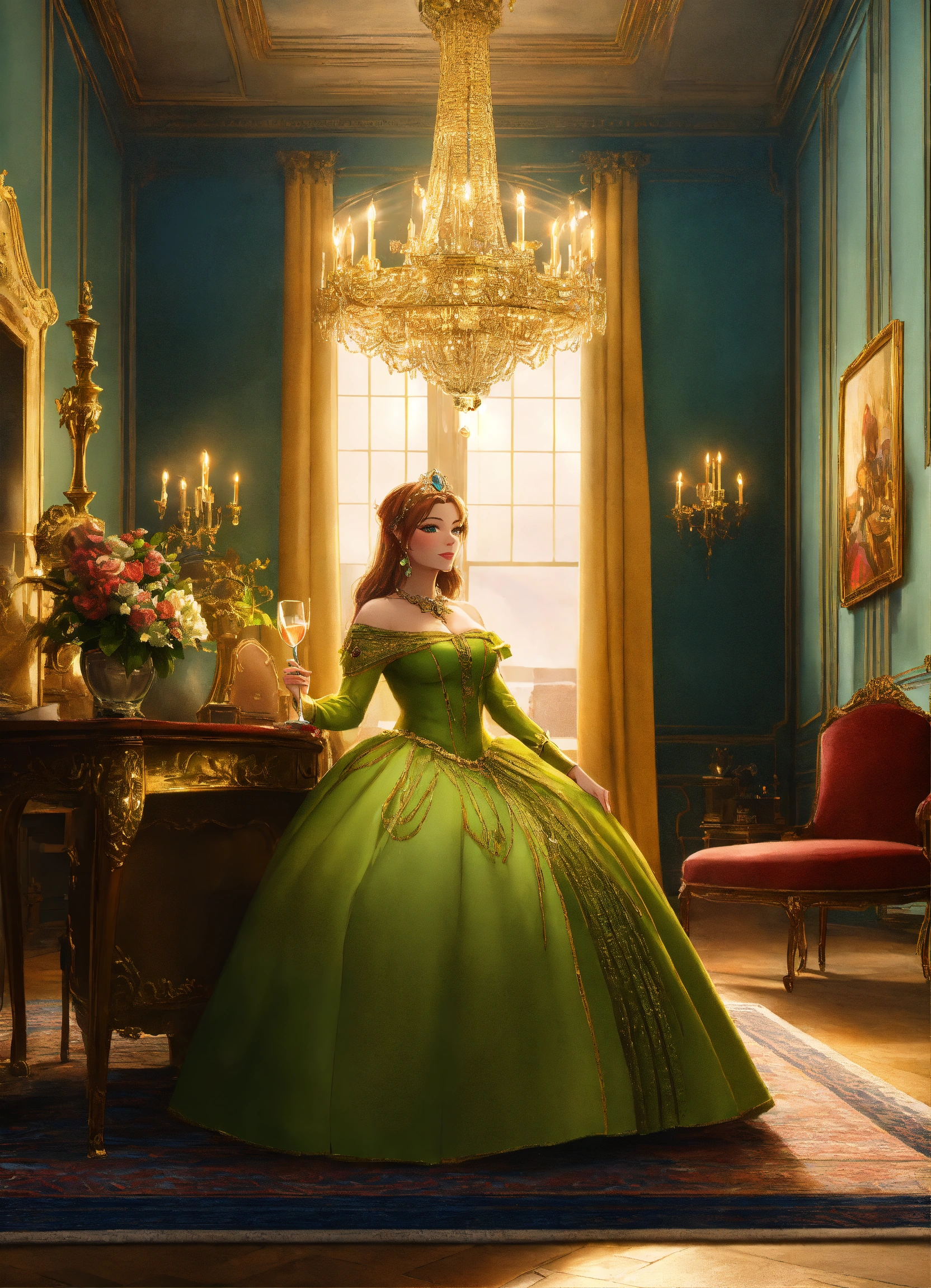 Lexica - A princess (Princess Fiona) sitting in a luxurious room ...