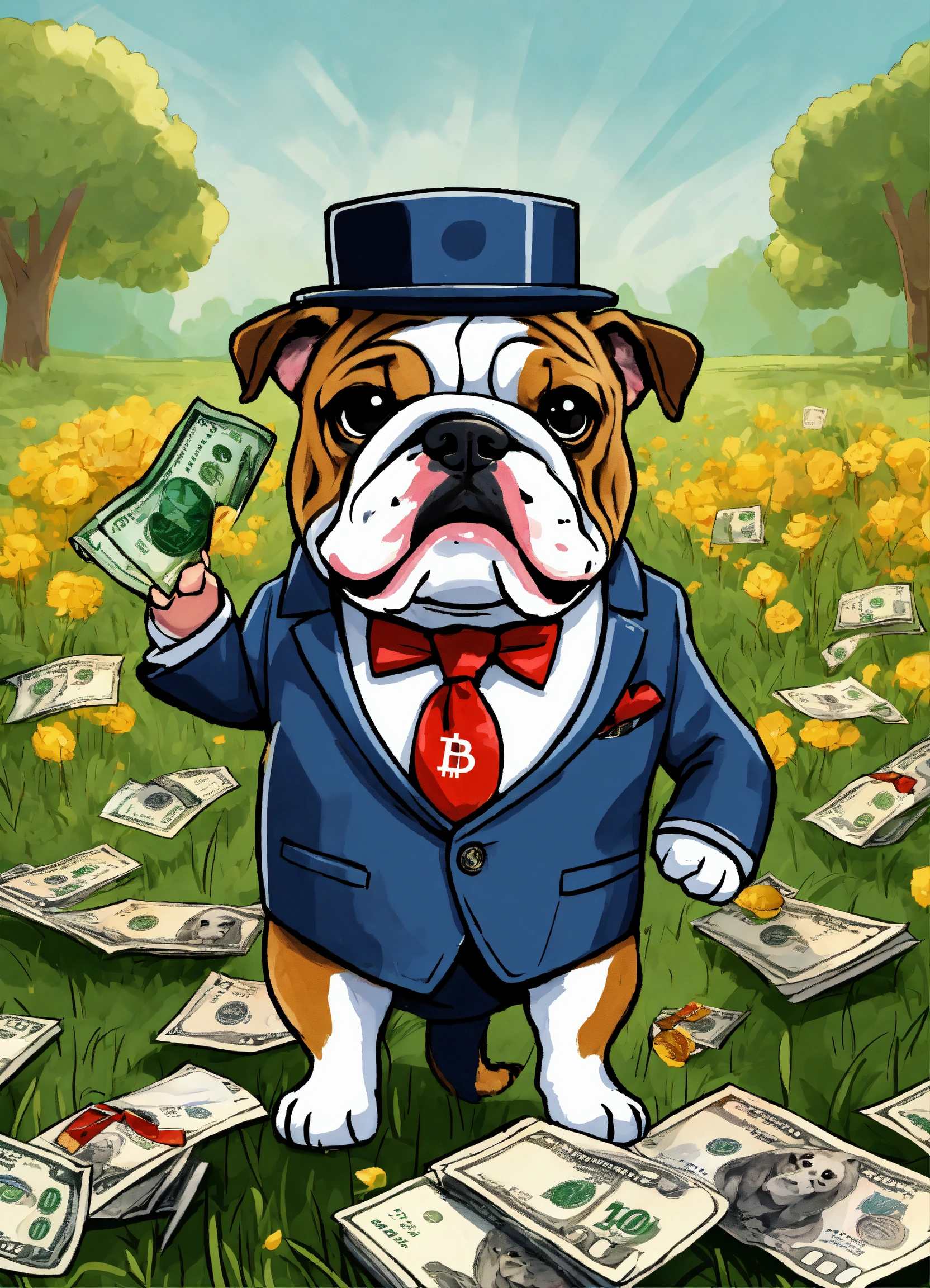 Lexica - Image of a millionaire bulldog puppy, dressed in an elegant ...
