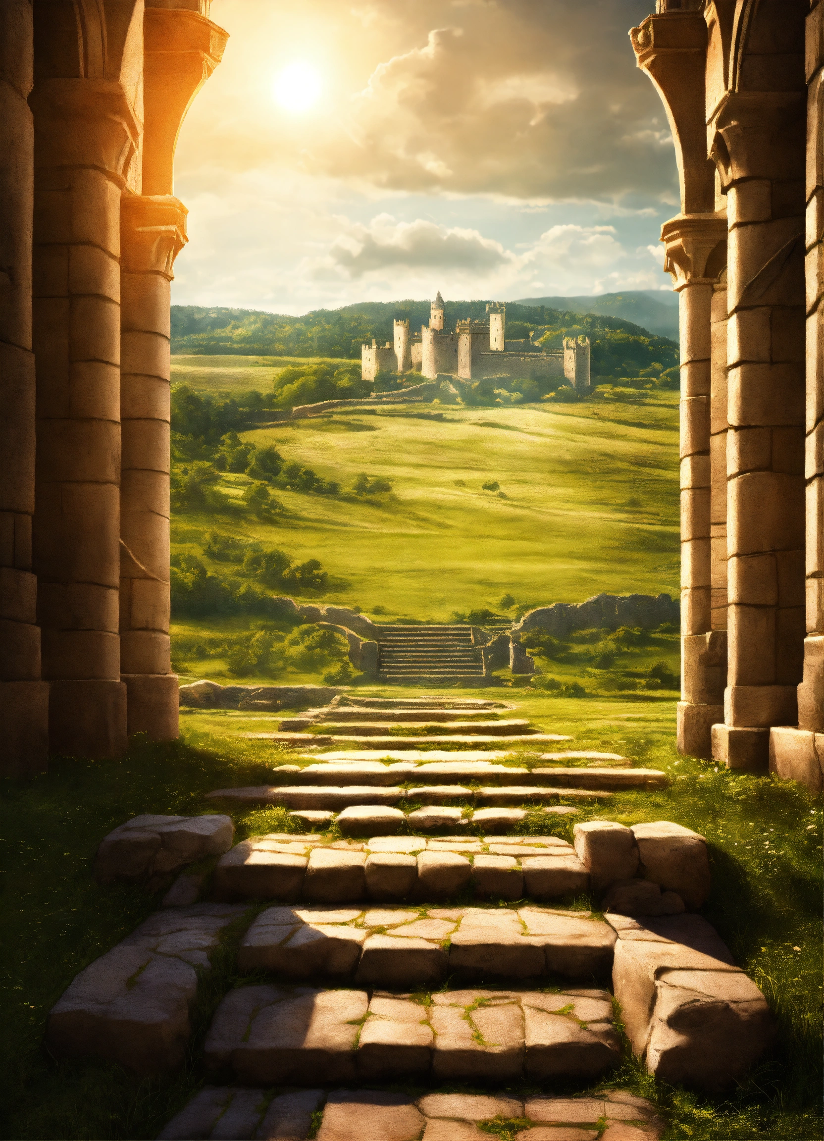 Lexica - Create a design Medieval background with fantasy lighting ...