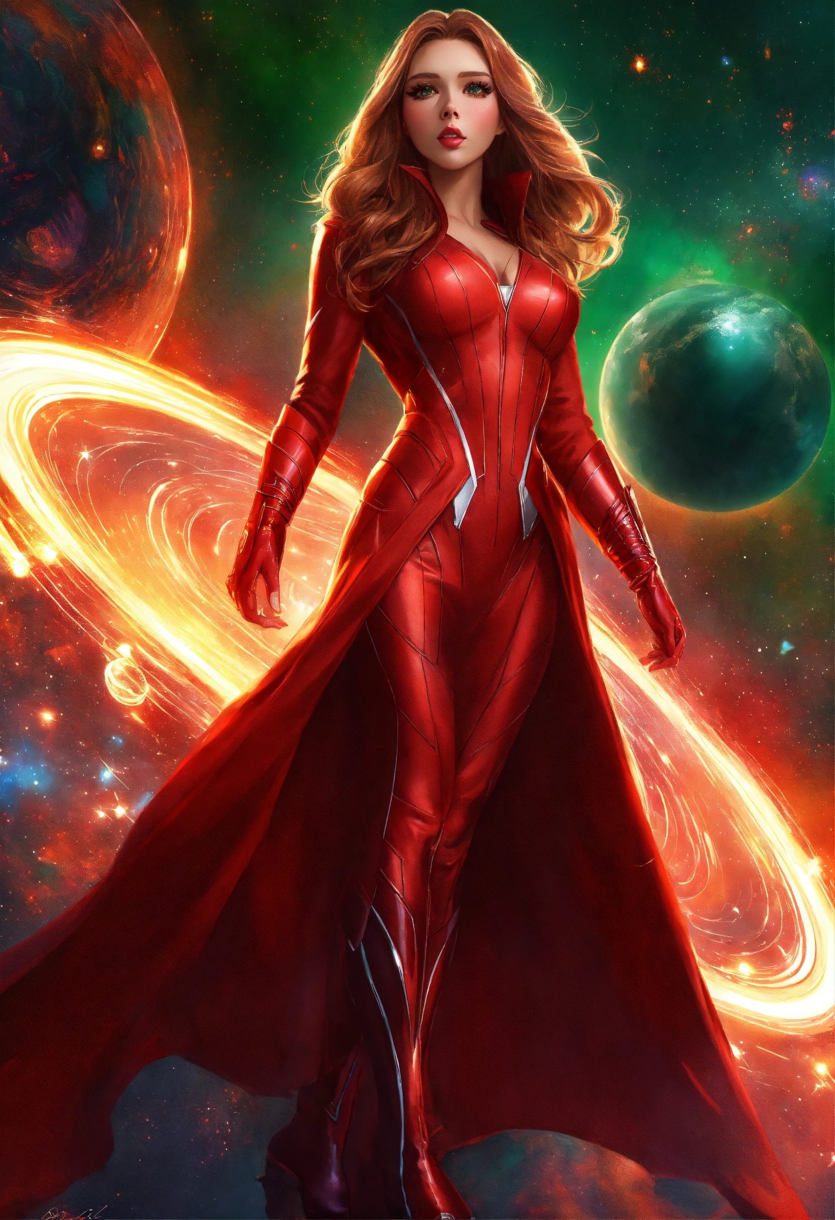 Lexica - Concept art of the scarlet witch in an all red outfit, outer ...