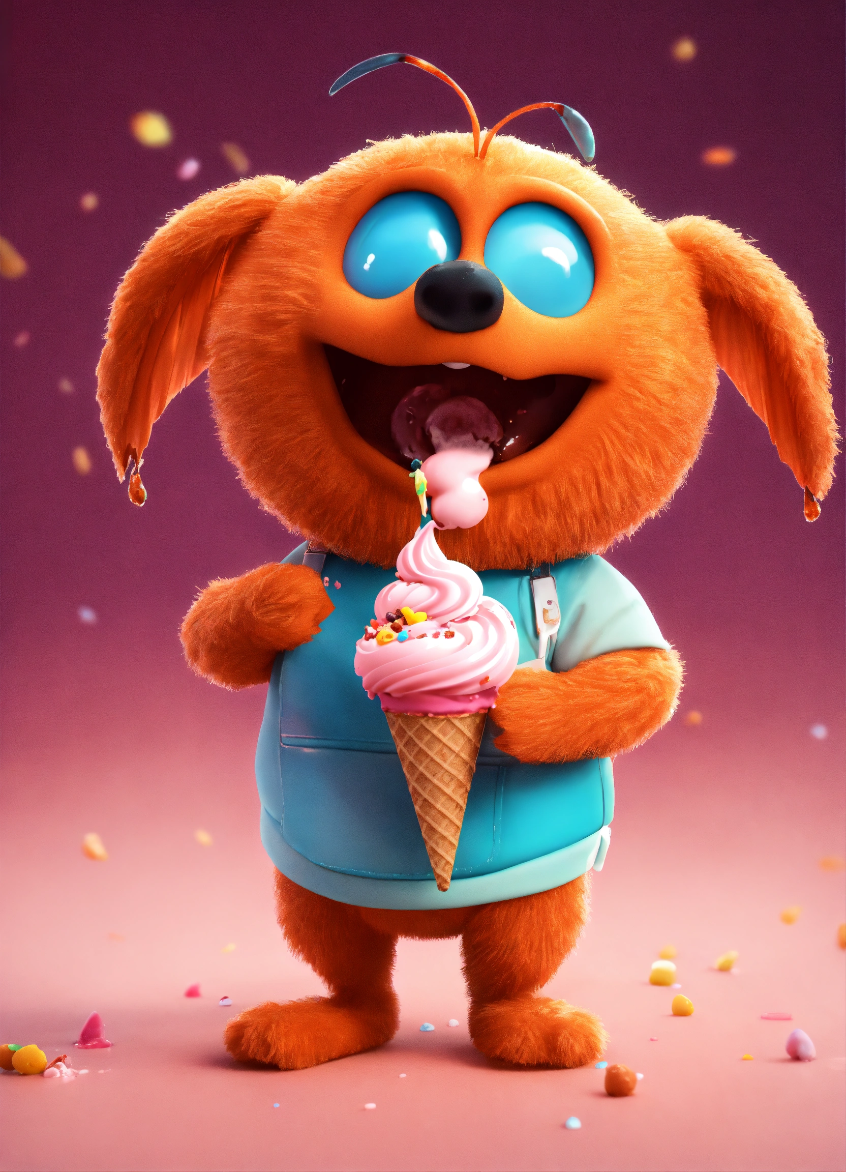 Lexica - A cute 3D craw character eating ice-cream, charming, adorable ...