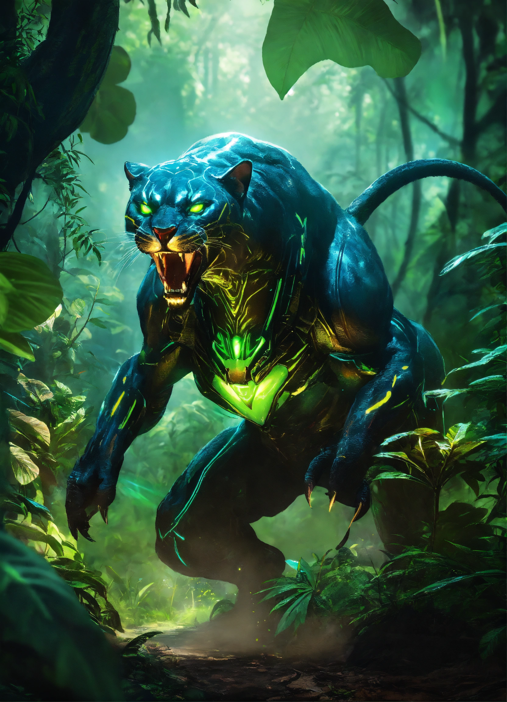 Lexica - Massive alien panther-like creature, charging through the ...