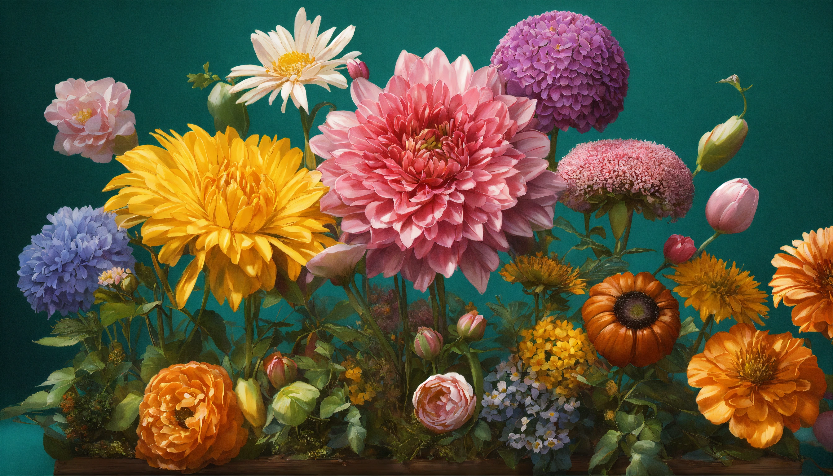 Lexica - Hyper-realistic digital art illustration of flower variety ...